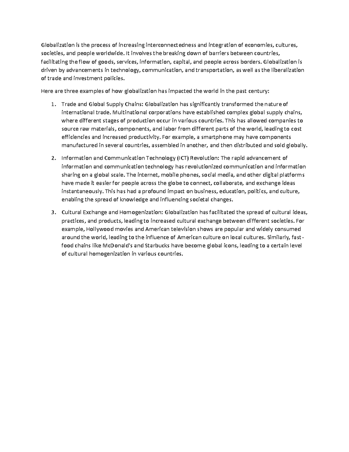 Globalization - It involves the breaking down of barriers between ...