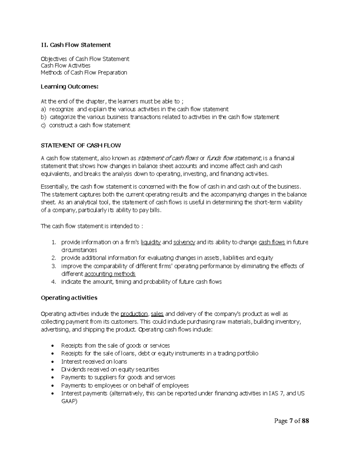 7 - BSA - II. Cash Flow Statement Objectives of Cash Flow Statement ...