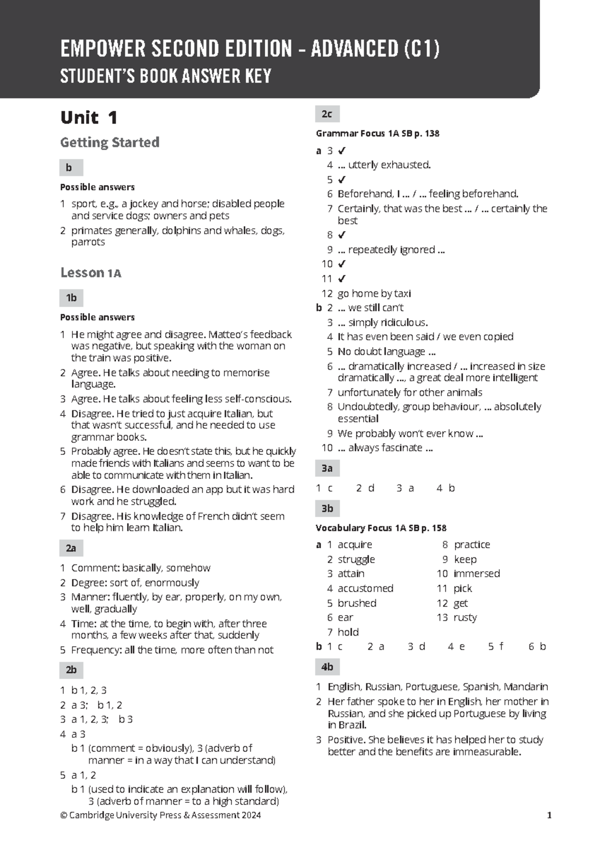 Empower Advanced Student's Book Answer Key - EMPOWER SECOND EDITION - ADVANCED (C1) STUDENT’S ...