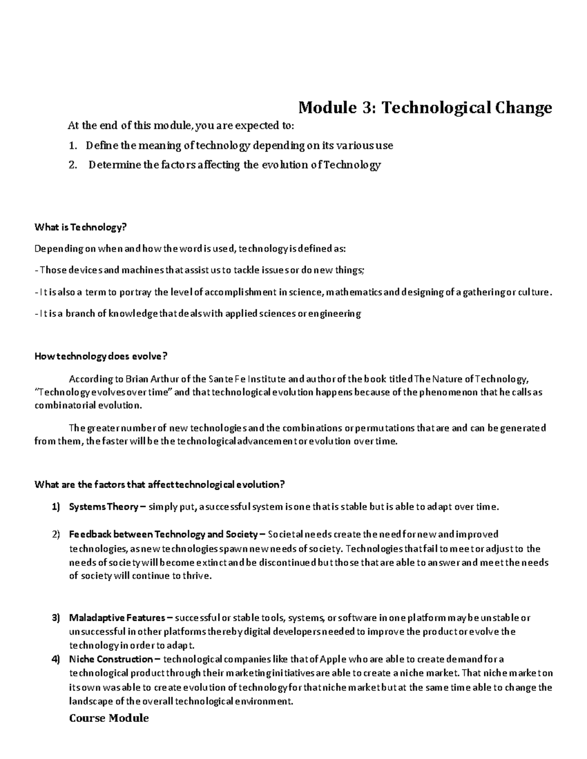 W4 Technological Change - Module - Course Module Module 3 ...