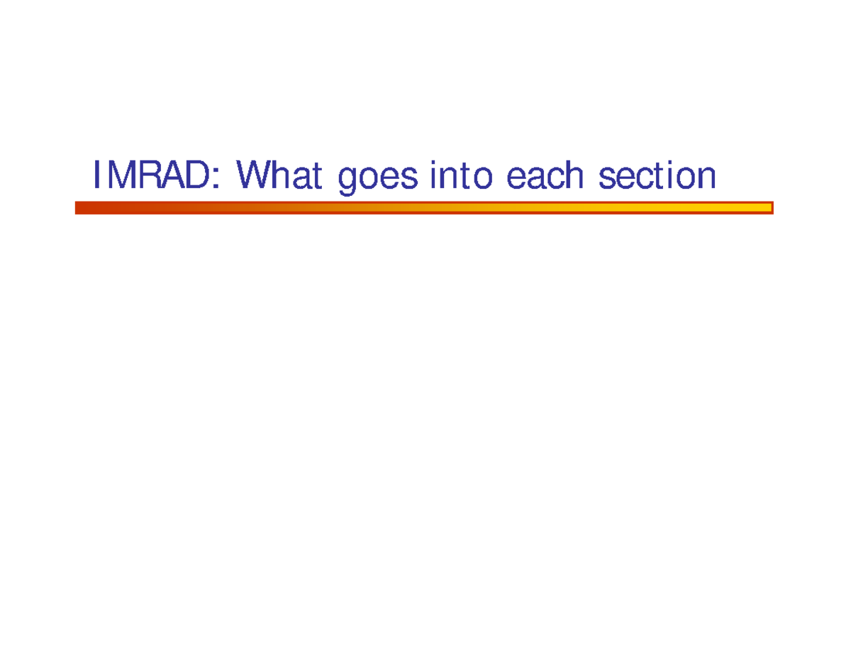 Imrad example na hinanahnap mo ezmz - IMRAD: What goes into each ...