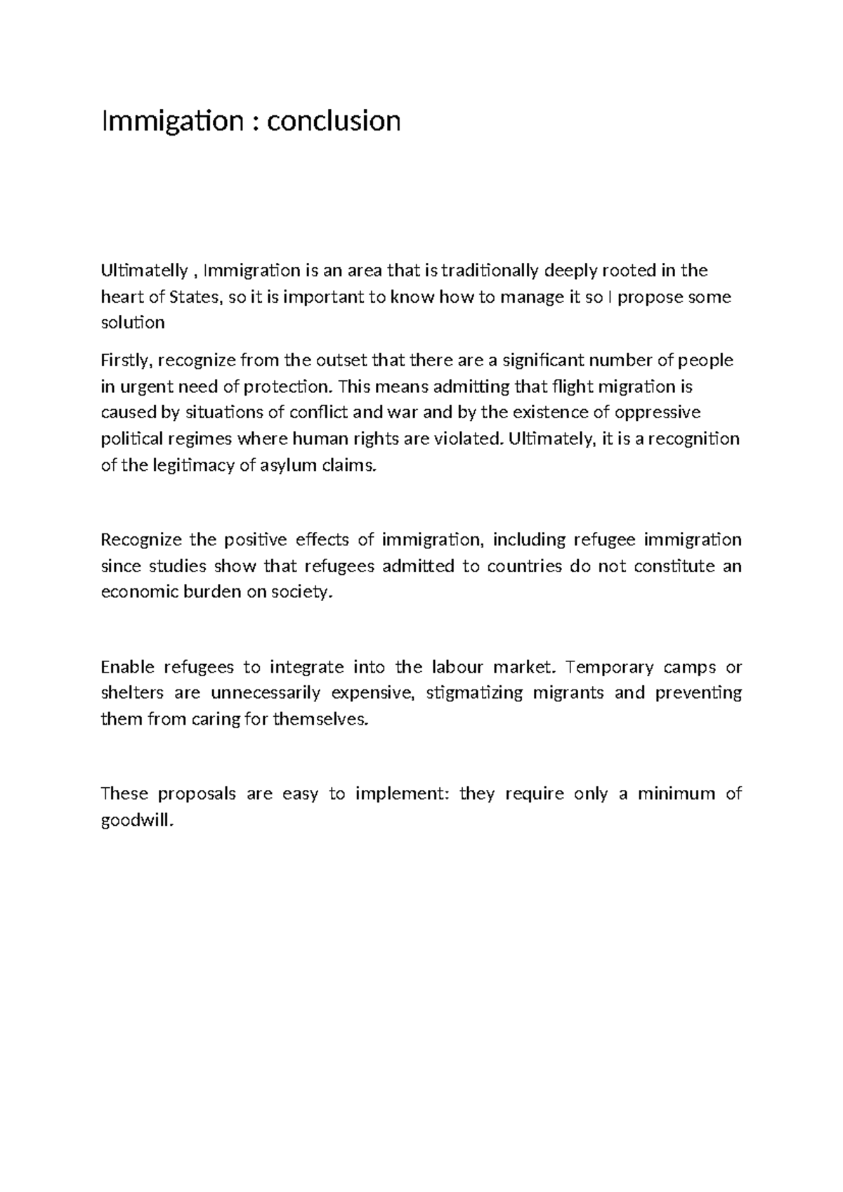 Immigation - effect off immigration - Immigation : conclusion ...