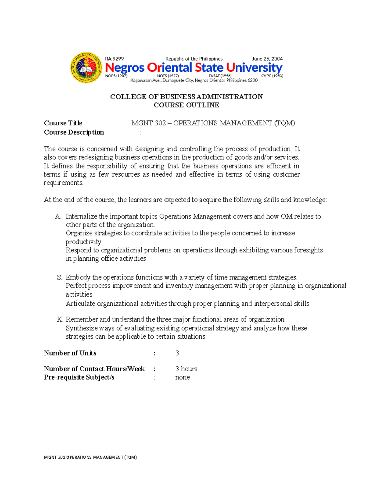 MGNT 302 Topics Assignment - COLLEGE OF BUSINESS ADMINISTRATION COURSE ...