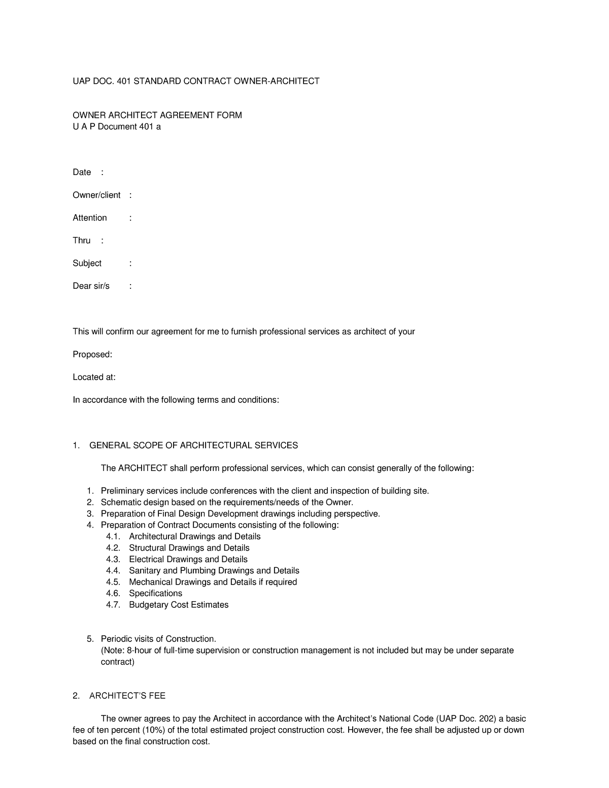 430166660 Uap Doc 401 402 Architect General Contractor - UAP DOC. 401 ...