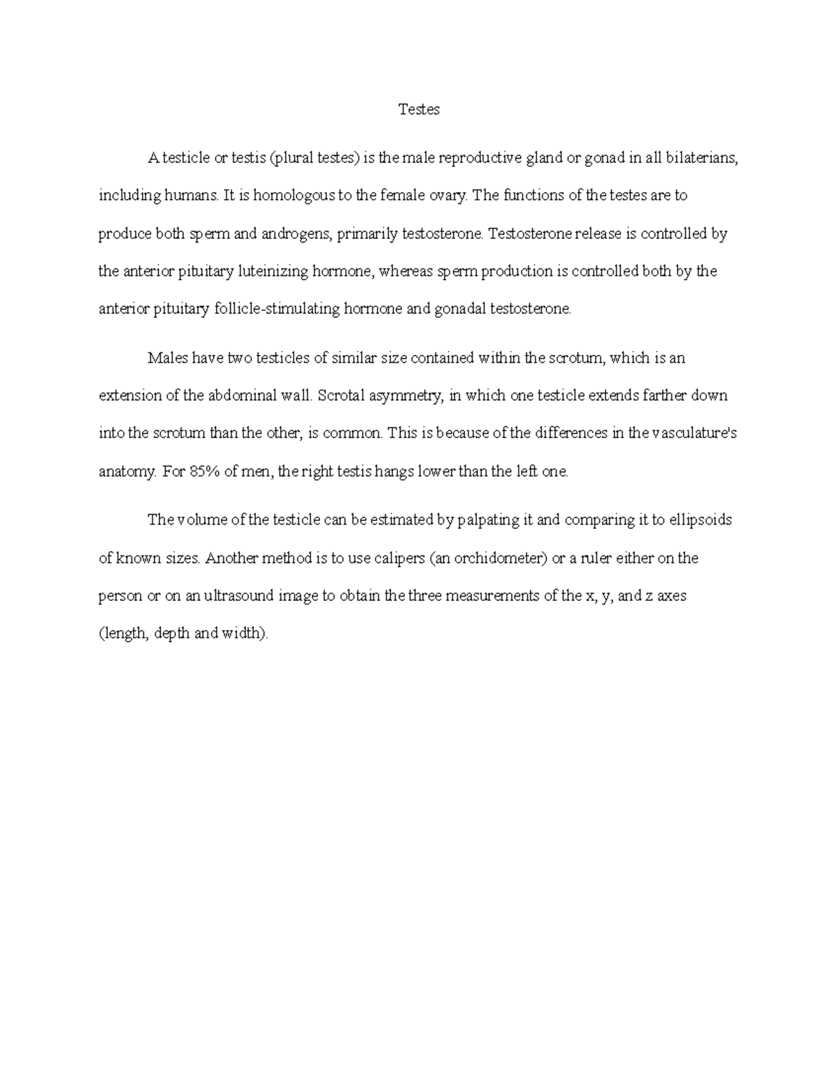 Testes - Testes A testicle or testis (plural testes) is the male ...