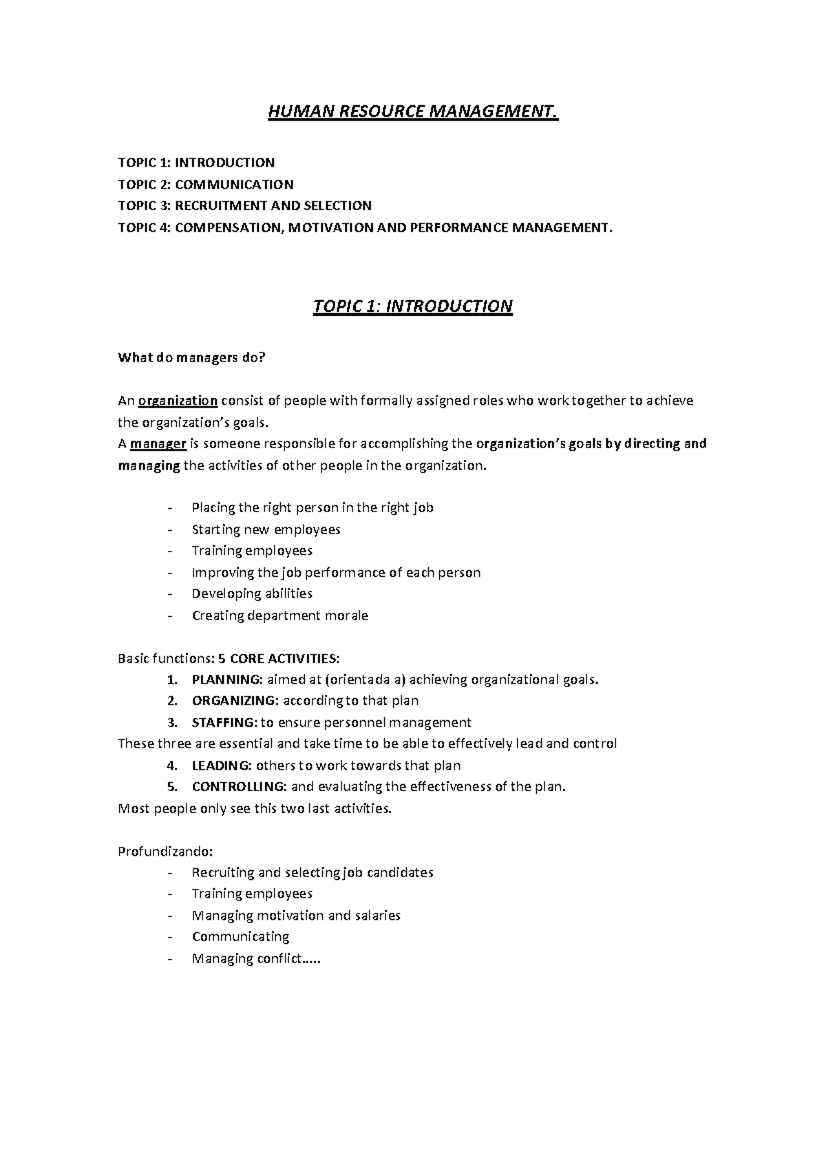 Human Resource Management - HUMAN RESOURCE MANAGEMENT. TOPIC 1 ...