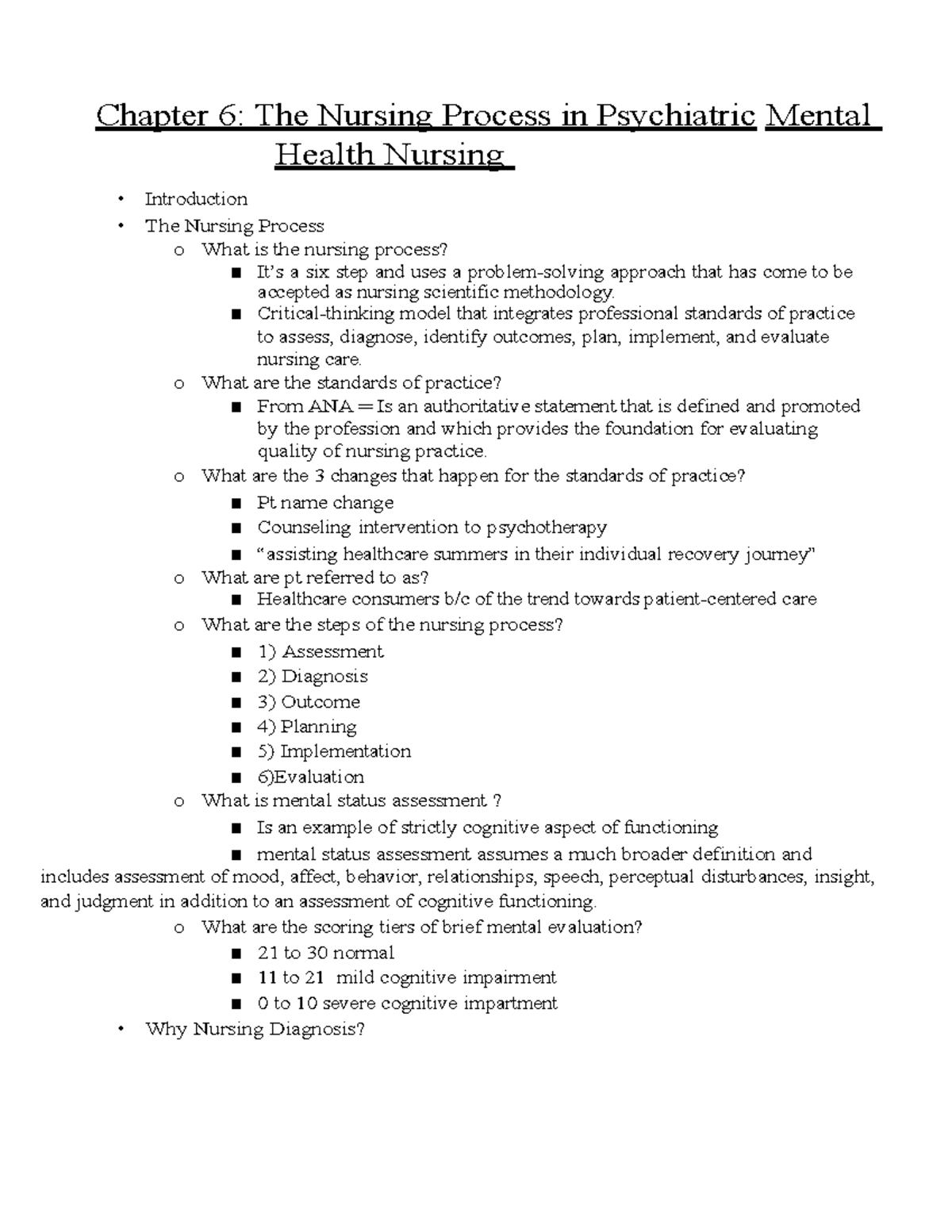 The Nursing Process in Psychiatric Mental Health Nursing - Chapter 6 ...
