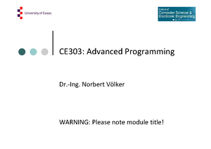 Lab Worksheet 1 - Advanced Programming Lab 1 - CE303 Advanced ...