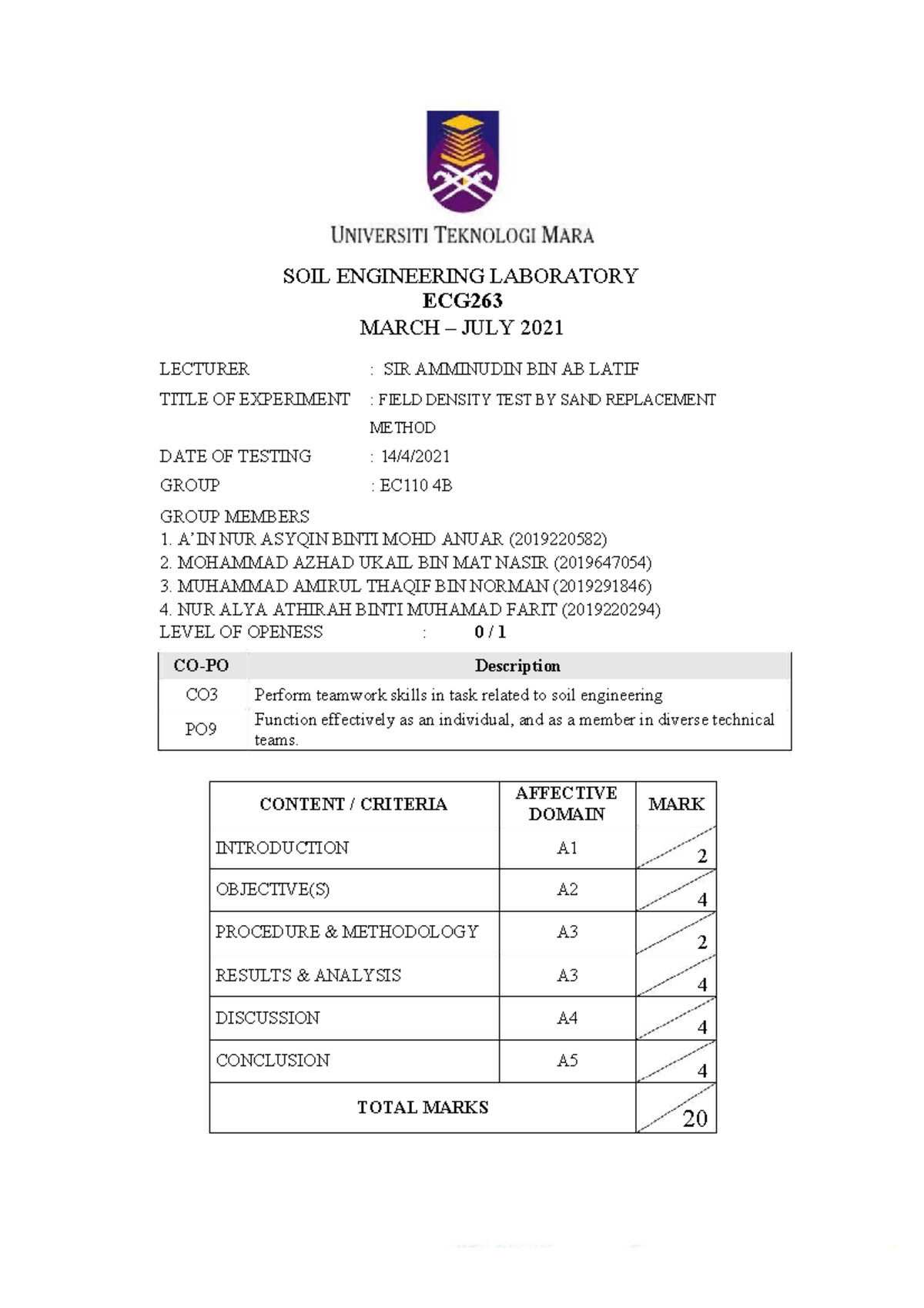 SAND Replacement - sasr4fd - SOIL ENGINEERING LABORATORY ECG MARCH ...