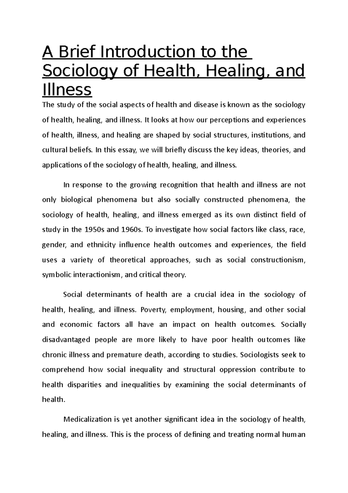 A Brief Introduction to the Sociology of Health - A Brief Introduction ...