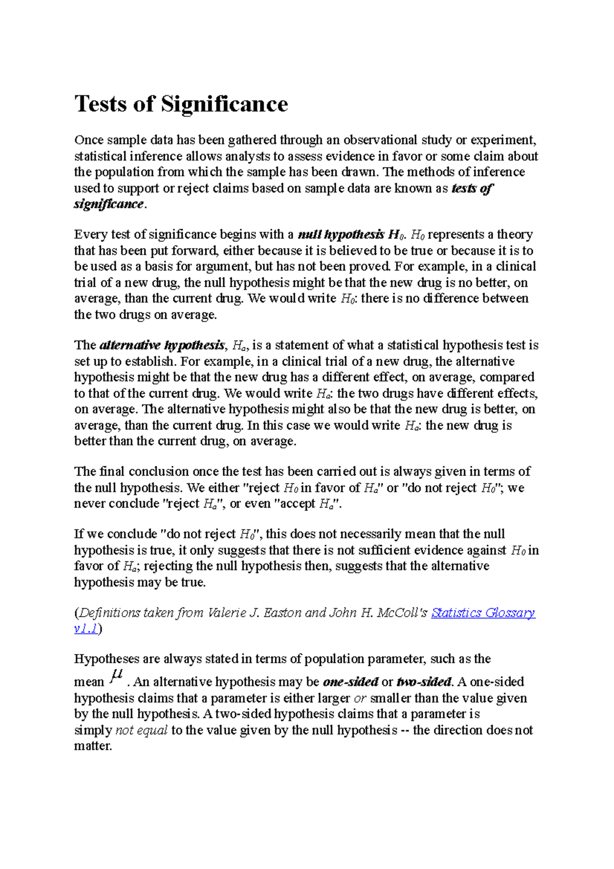 Tests of Significance - Introduction to Econometrics Material - Tests ...