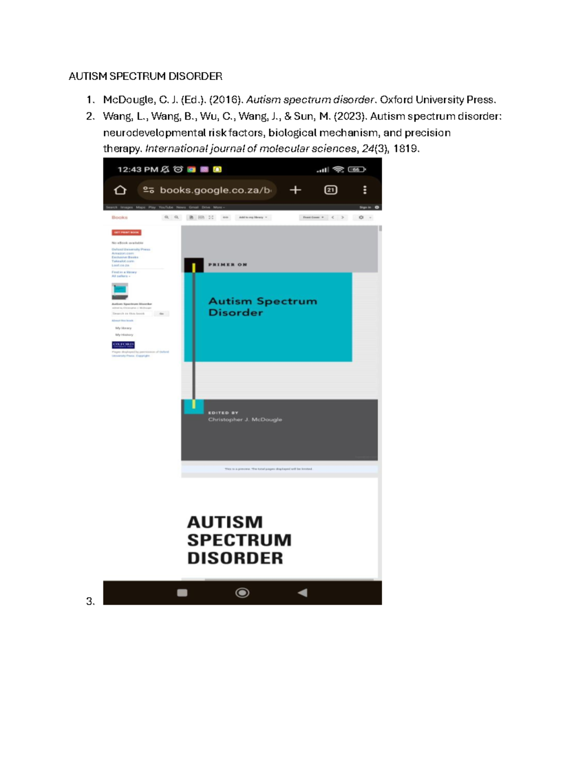Autism Spectrum Disorder - larm211 - AUTISM SPECTRUM DISORDER McDougle ...