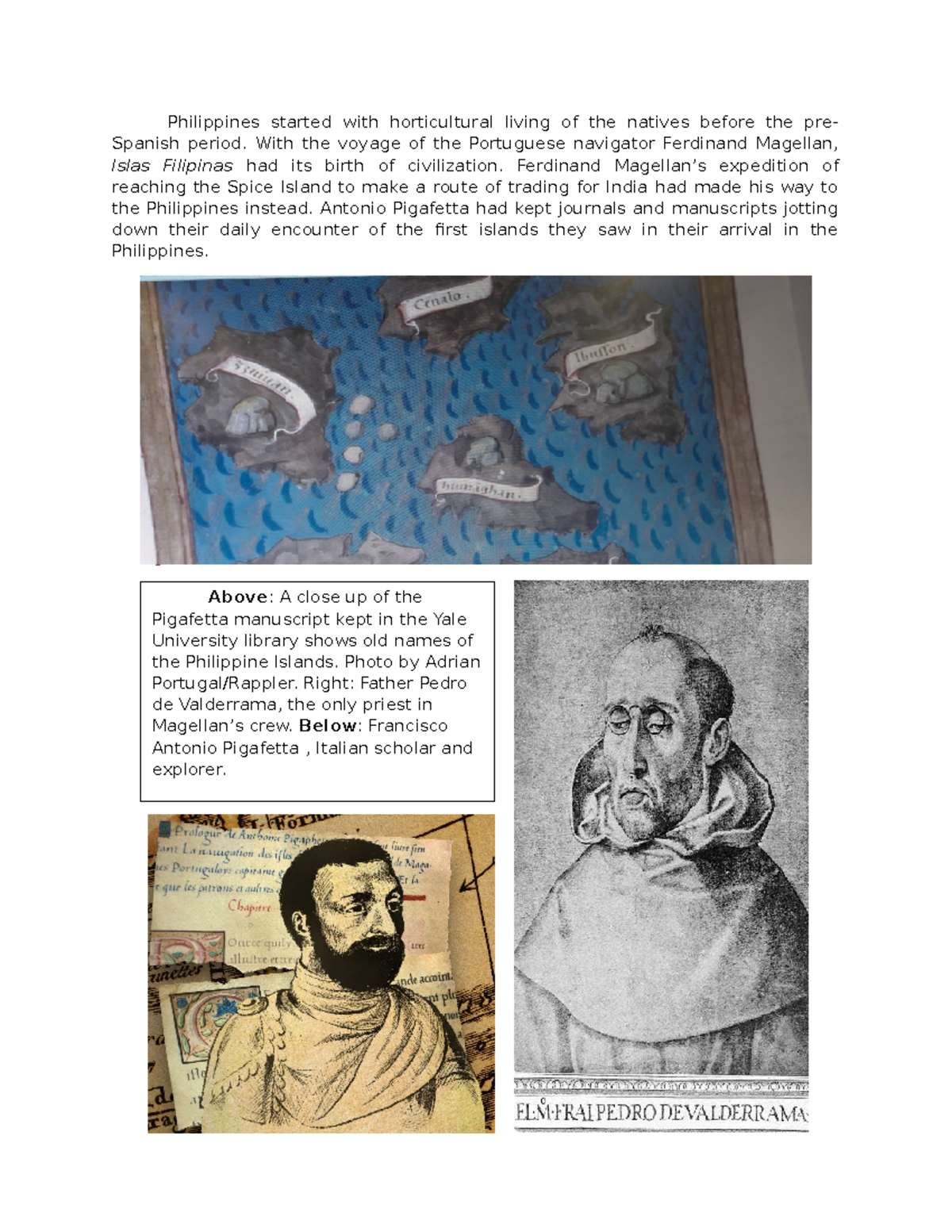 Sample of Primary Sources - First Mass in the Philippines (RPH ...