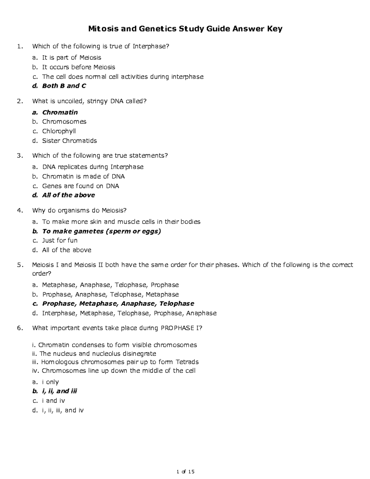 Mitosis and genetics study guide answer key - Mit osis and Genet ics St ...