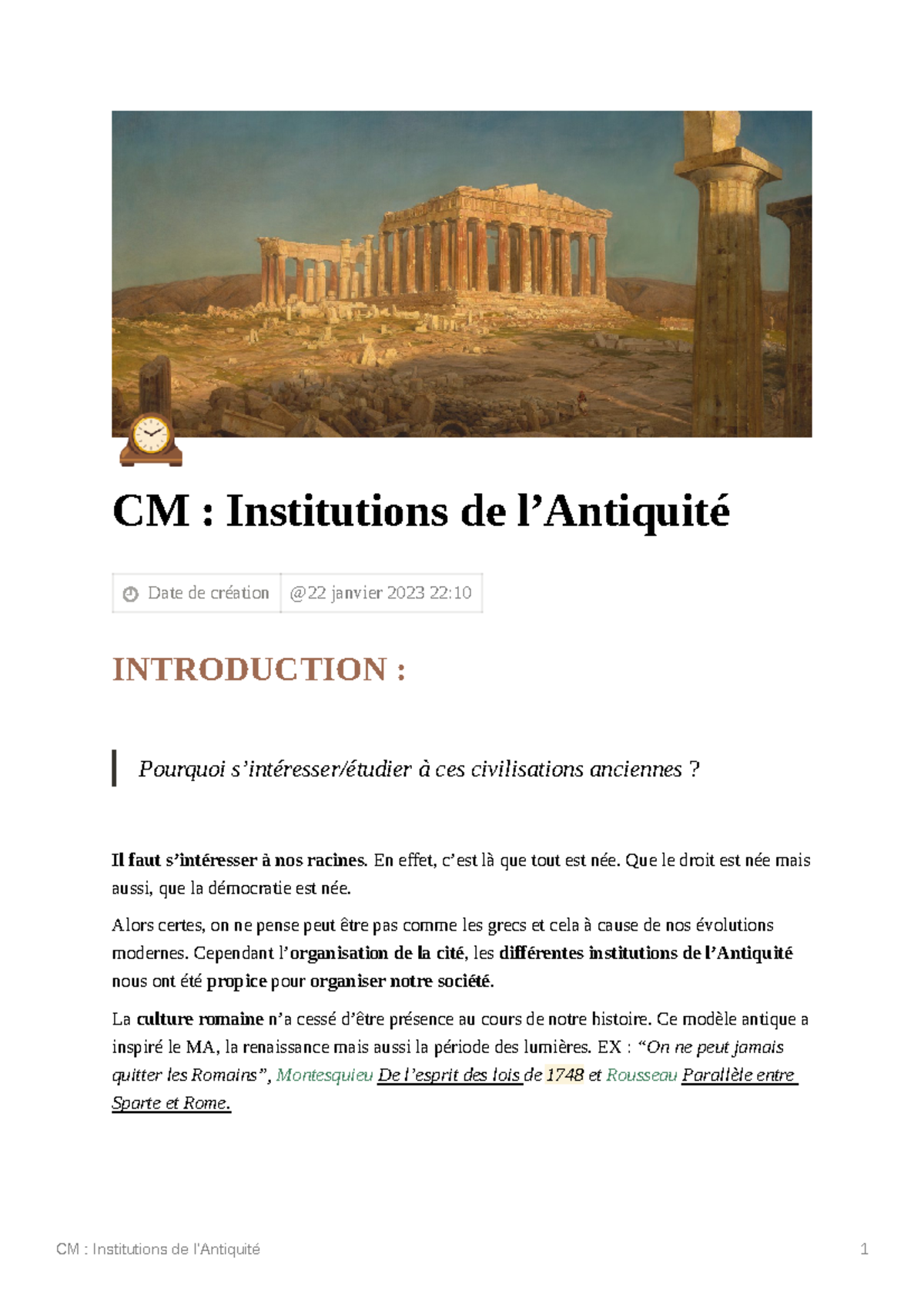 CM Institutions de l Antiquit - 🕰 CM : Institutions de l’Antiquité Date ...