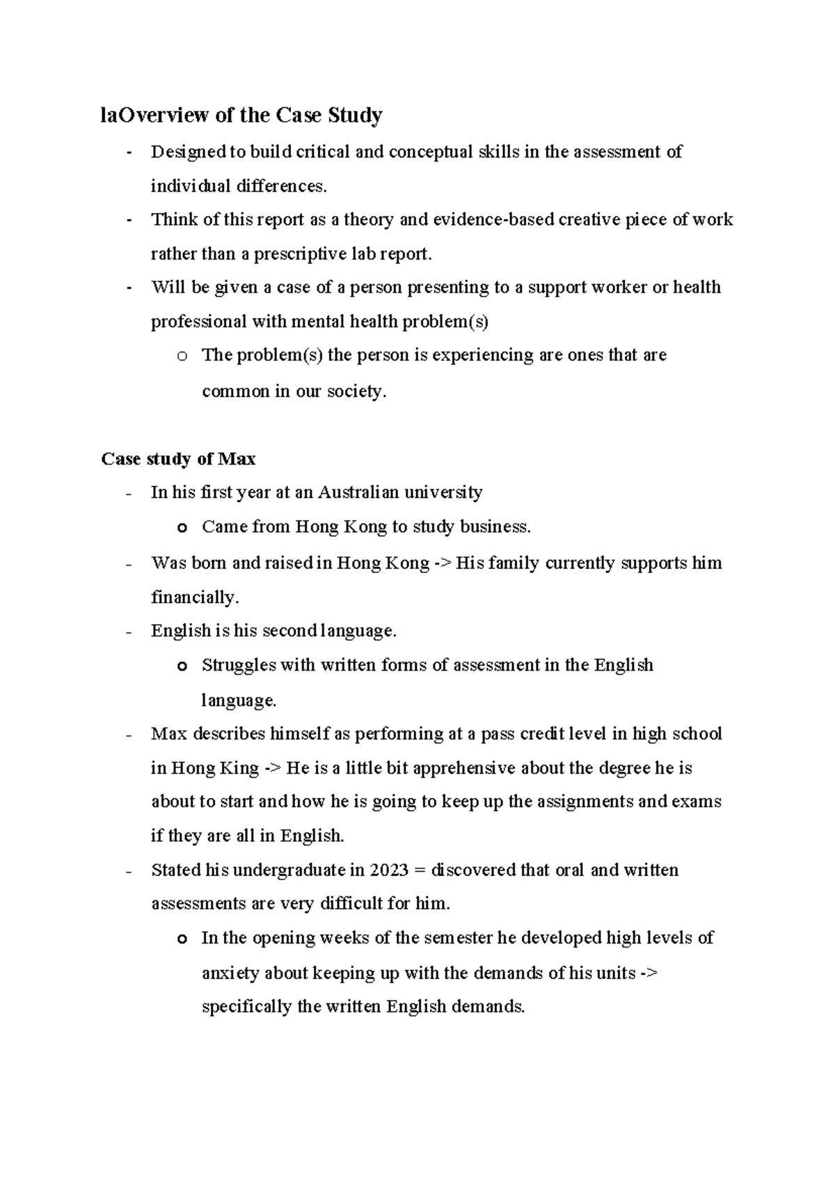 Overview of the Case Study - laOverview of the Case Study Designed to ...