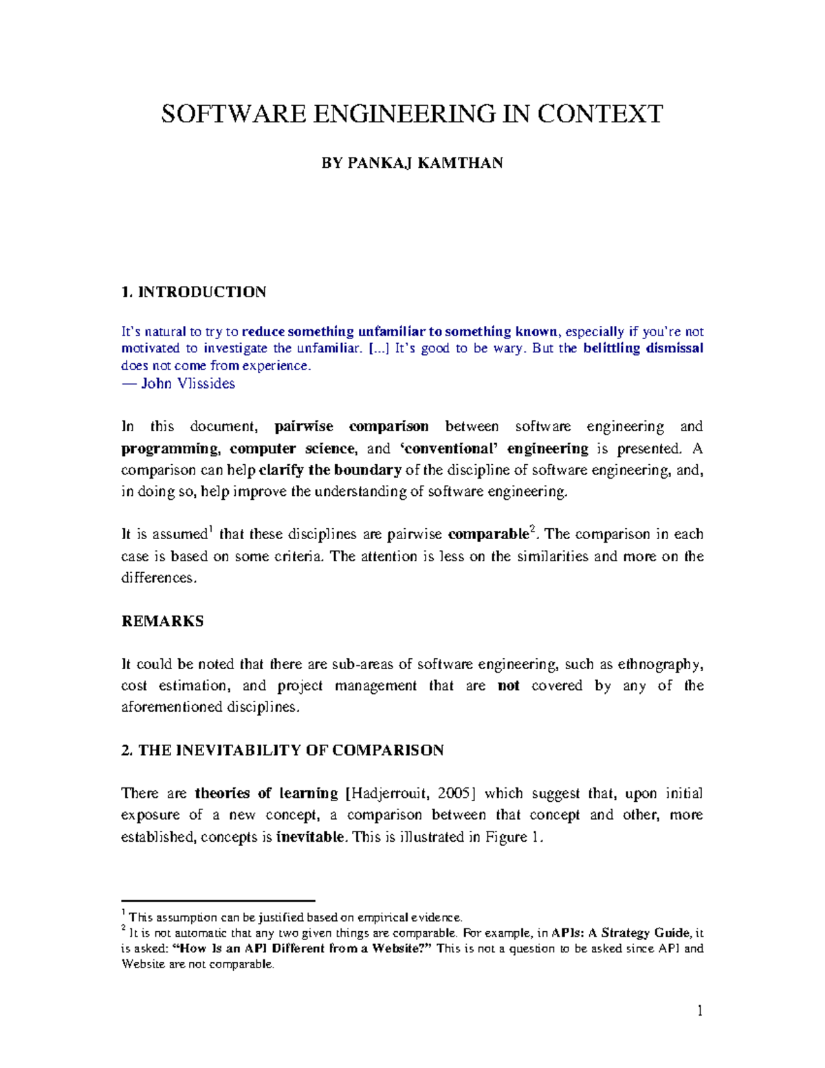 Lecture notes - software engineering in context - SOFTWARE ENGINEERING ...
