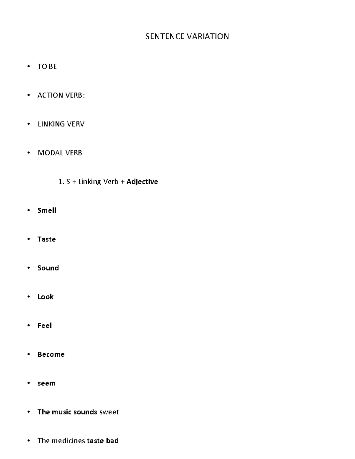 Sentence Variation - Telp Preparation - SENTENCE VARIATION • TO BE ...