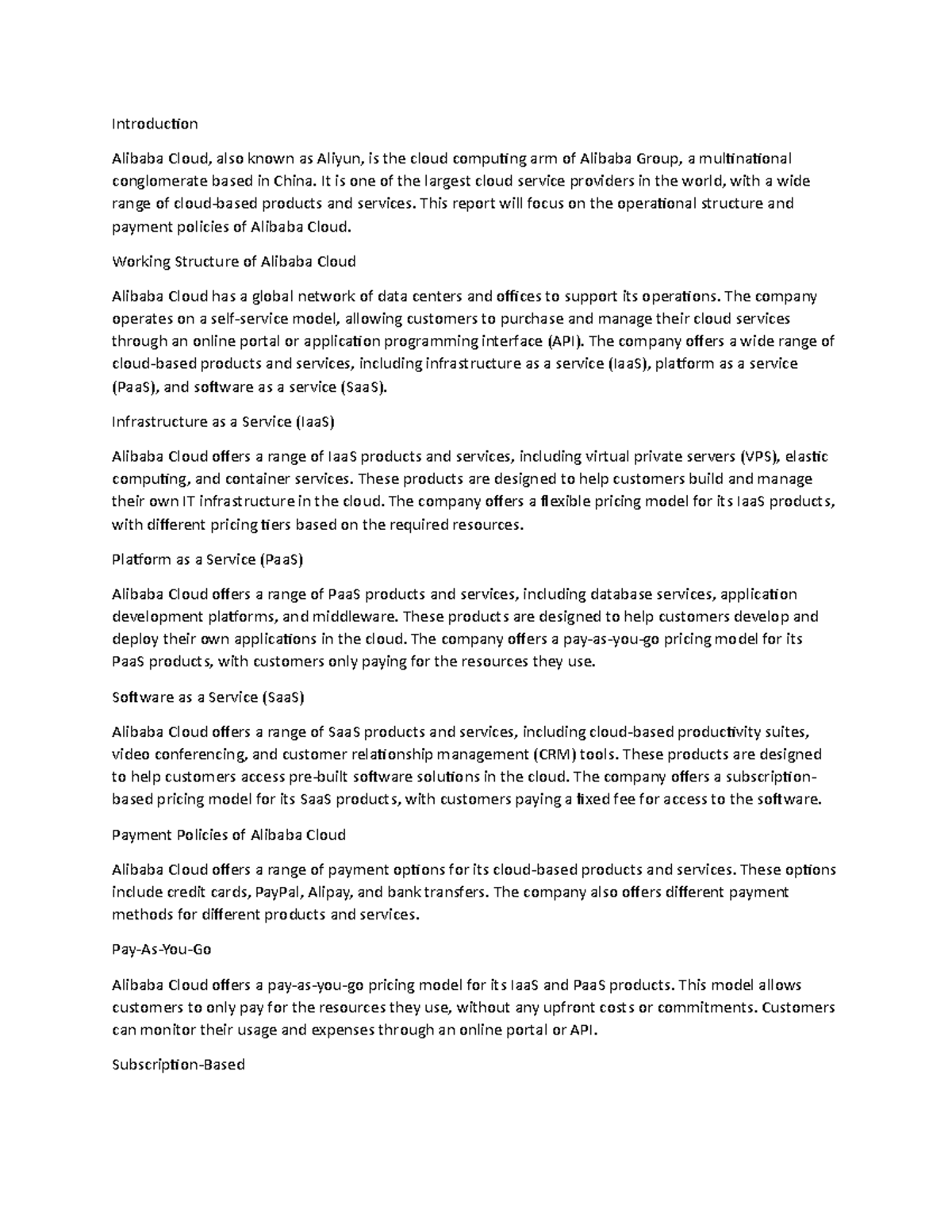 Alibaba Cloud 39 - Introduction Alibaba Cloud, also known as Aliyun, is ...