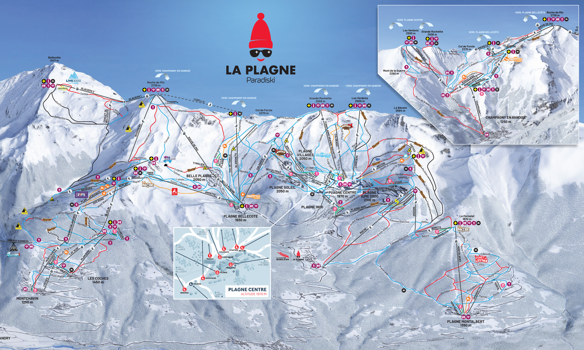 Plan Pistes Paradiski 2024 La Plagne Les Arcs Peisey Vallandry ...