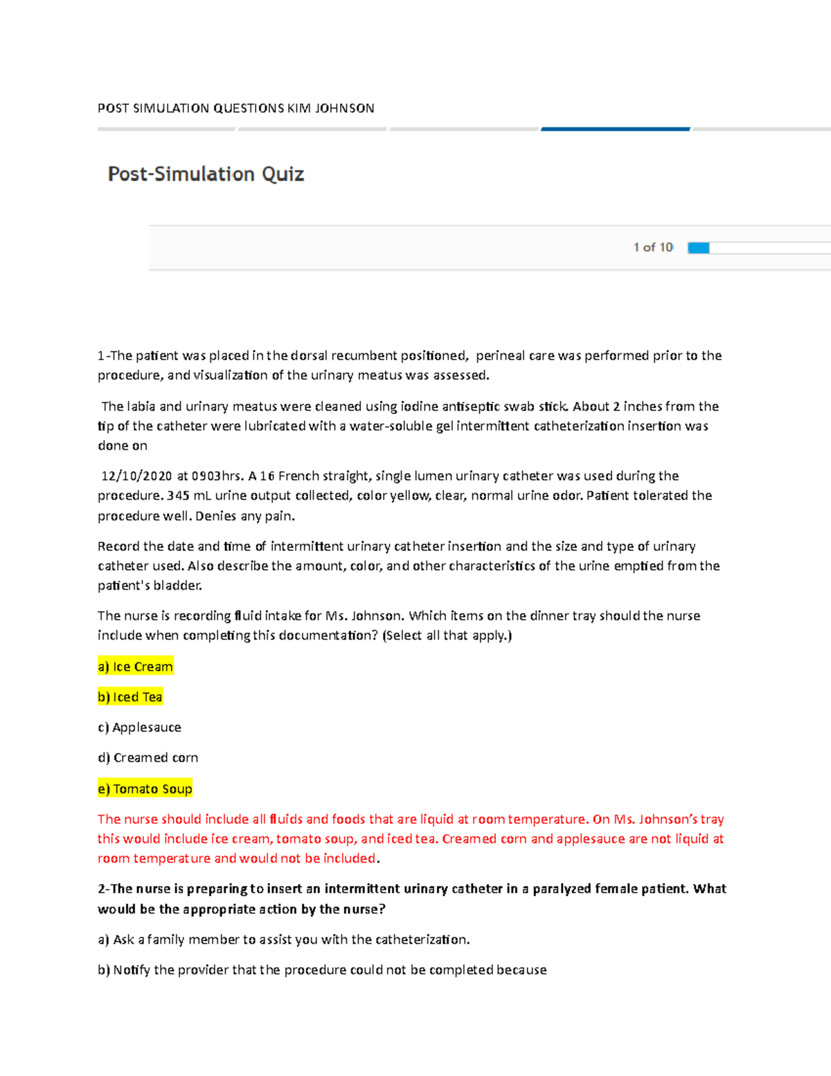 POST Simulation Questions KIM Johnson - POST SIMULATION QUESTIONS KIM ...