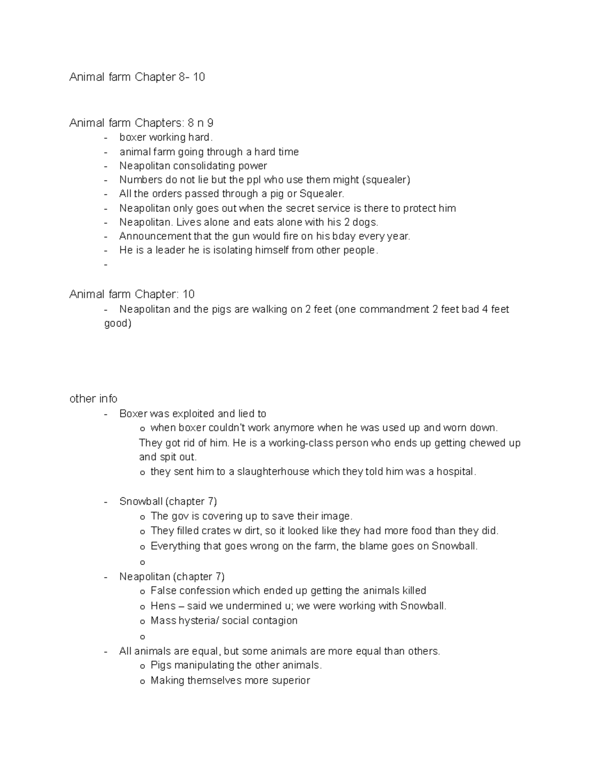 Animal farm Chapter 8- 10 - animal farm going through a hard time ...