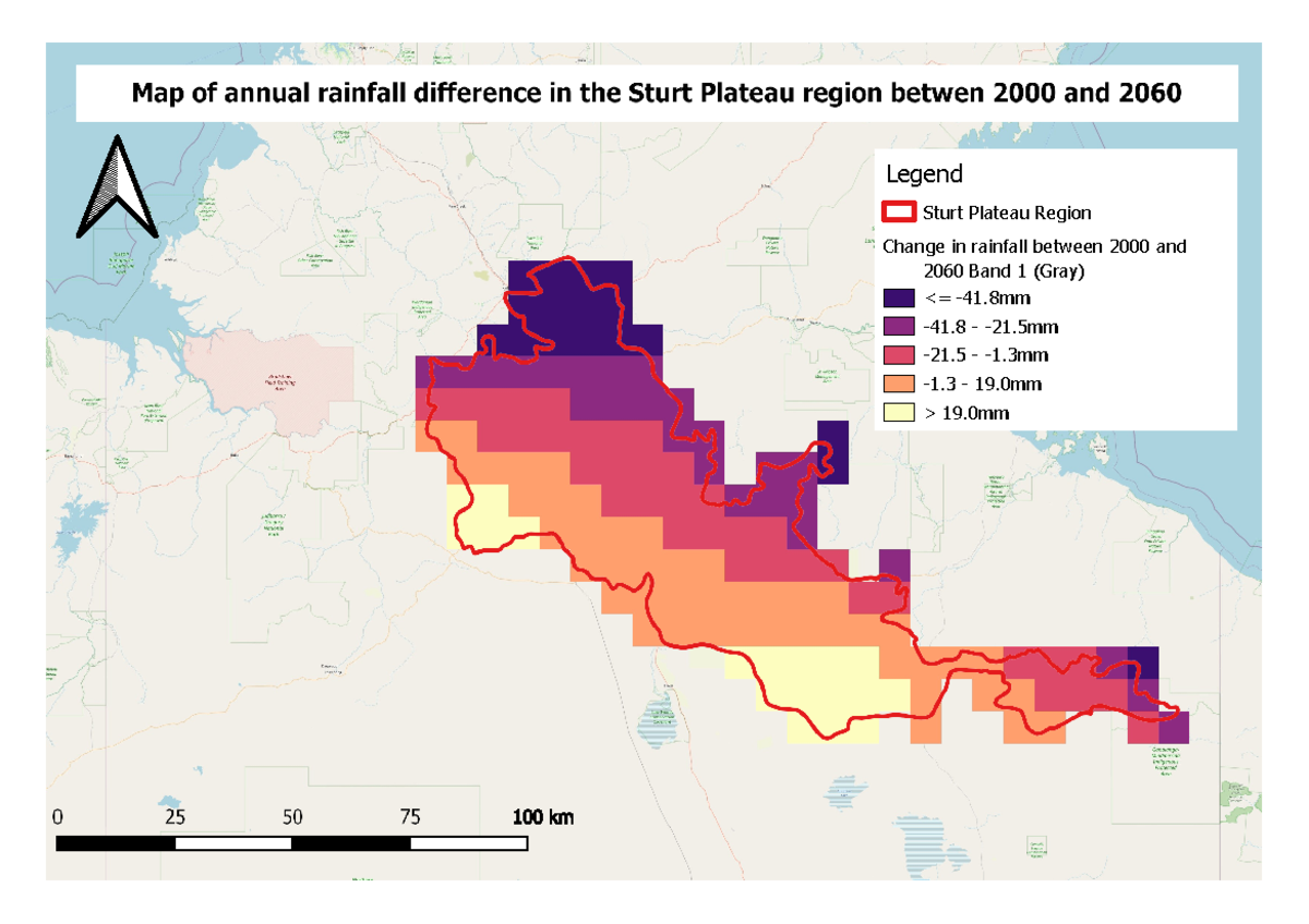 Climate map report 2022 - Legend Sturt Plateau Region Change in rainfall between 2000 and 2060 ...