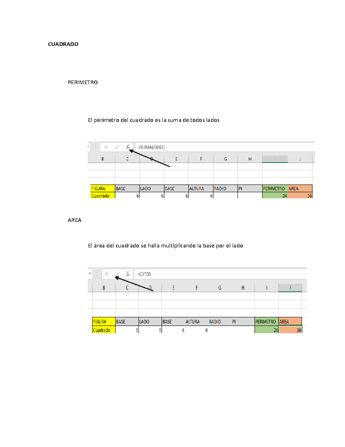 Algoritmo de Figuras geometricas - CUADRADO PERIMETRO El perímetro del ...