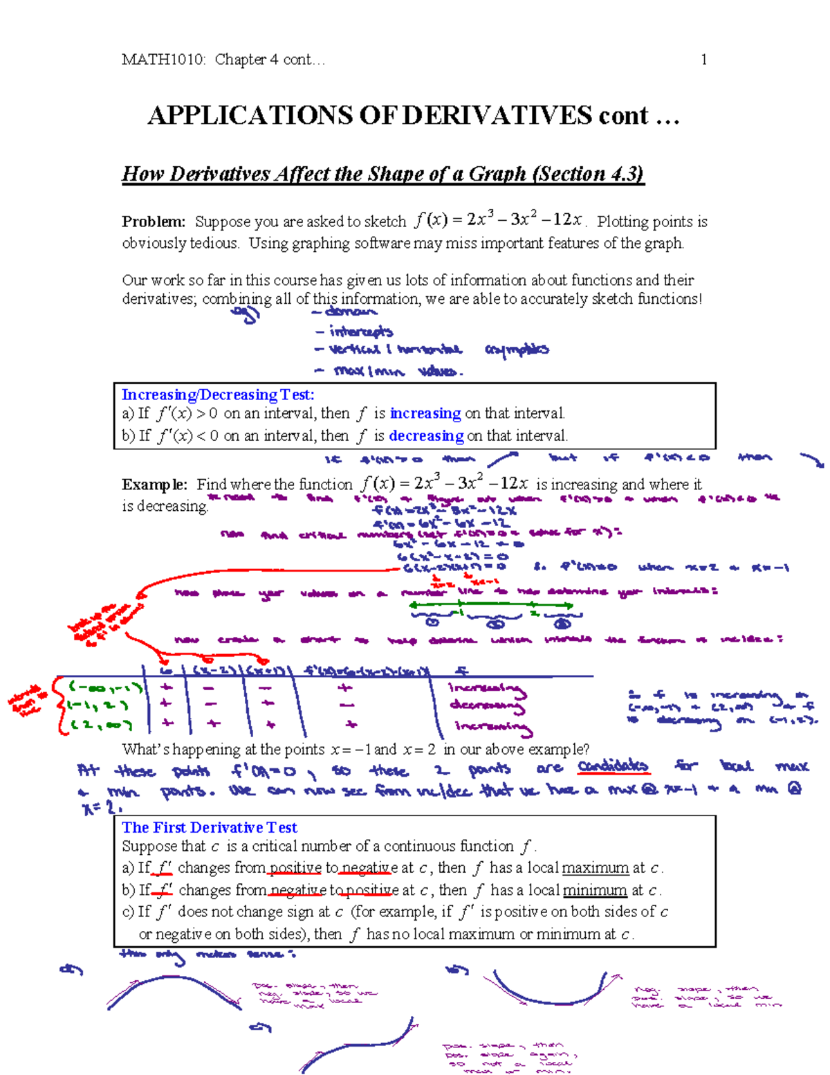 Week 7.1 (4 - notes for regular calc no integral - APPLICATIONS OF ...