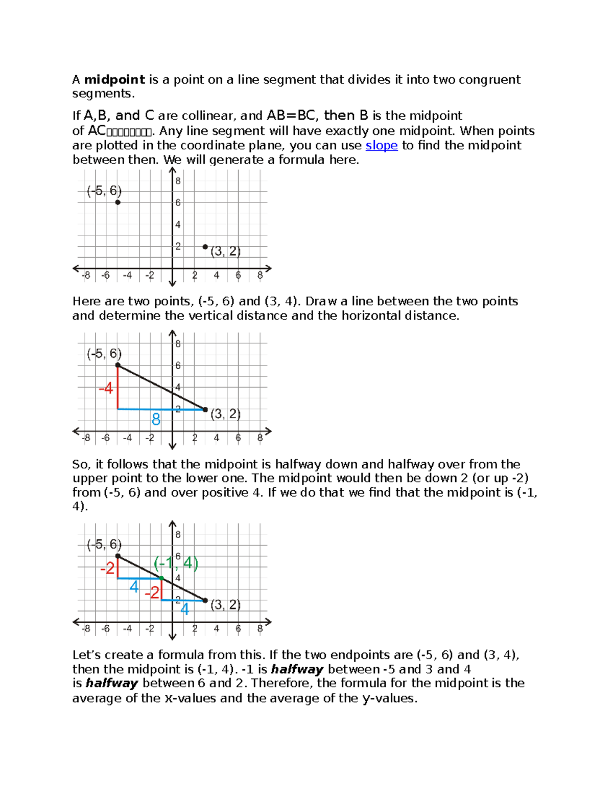 Math part 49 - Math lecture notes - A midpoint is a point on a line ...