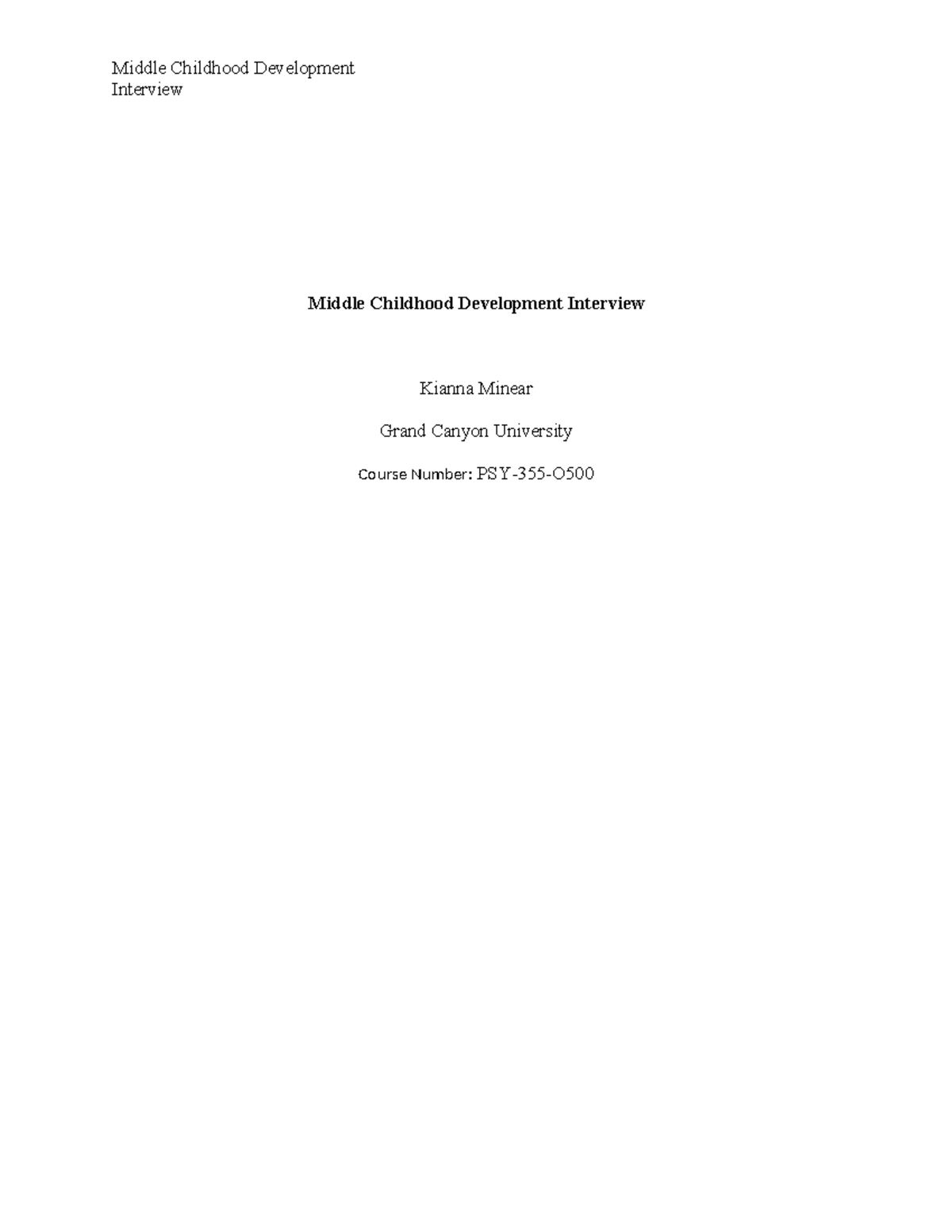 Middle Childhood Development Interview - Middle Childhood Development ...