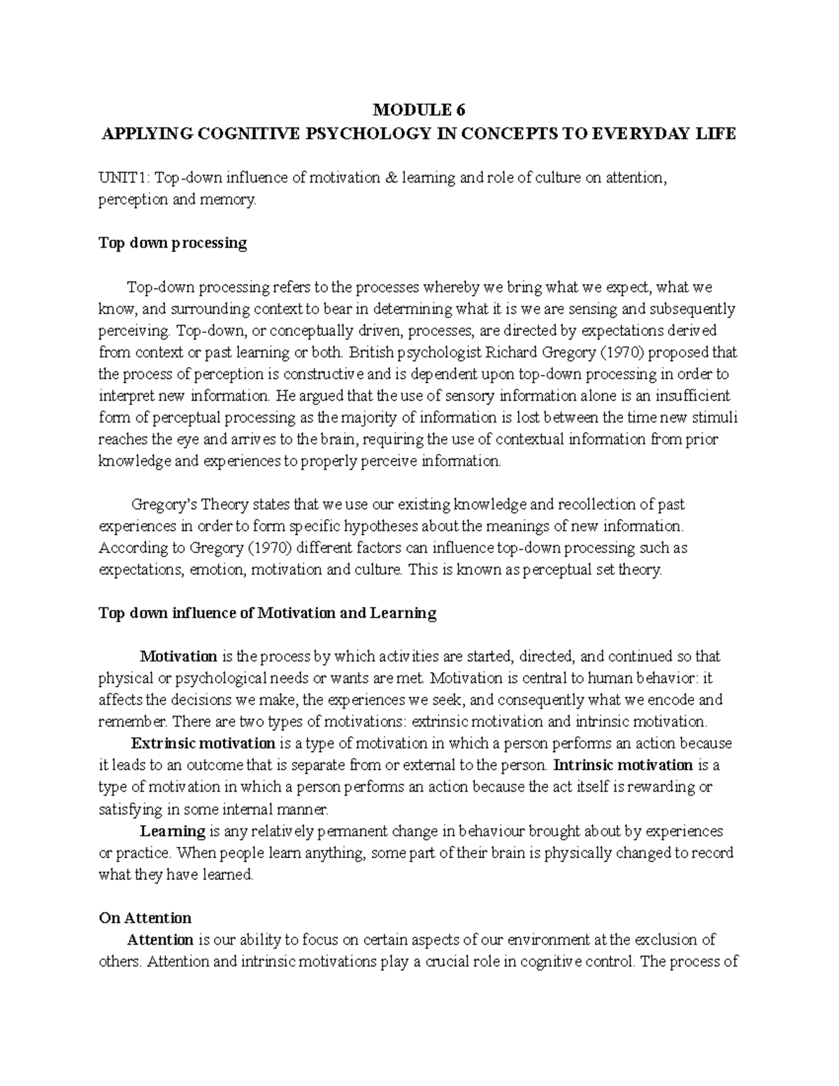 Cognitive Module 6 - MODULE 6 APPLYING COGNITIVE PSYCHOLOGY IN CONCEPTS ...
