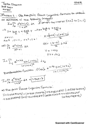 Assignment 6 - hw help - ME/ESE 3060: Numerical Methods for Engineers Assignment 6 Due date ...