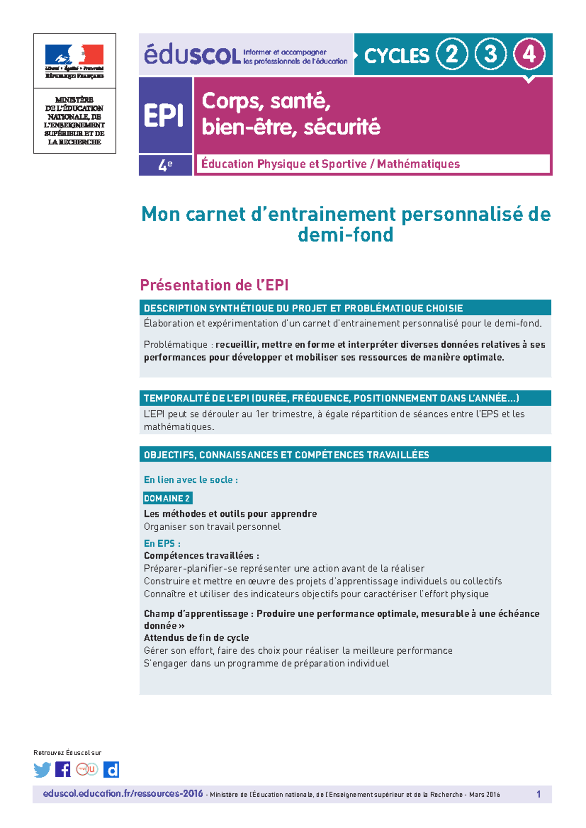 EPI maths EPS SVT - eduscol.education/ressources-2016 - Ministère de l ...