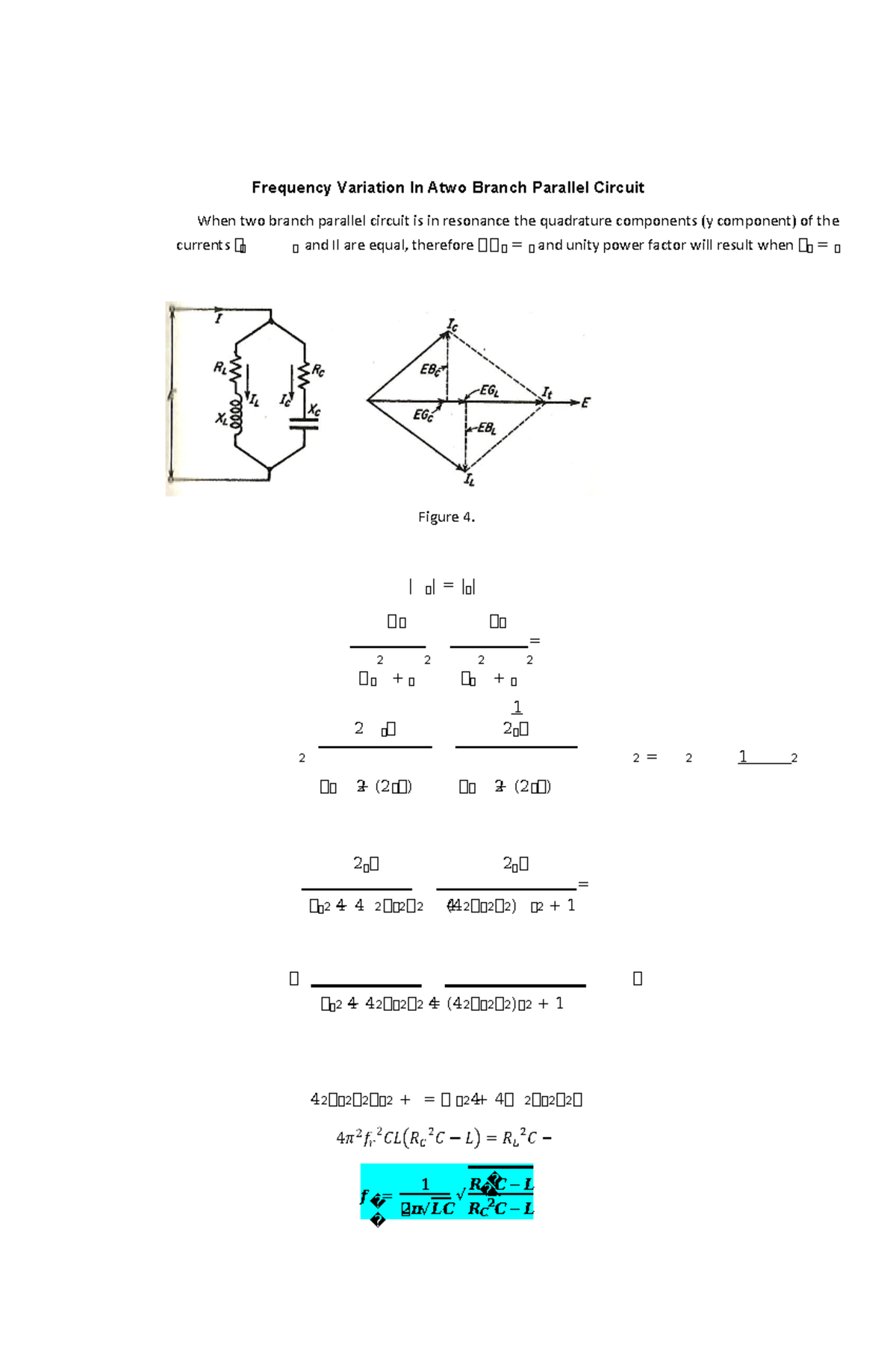 Frequency Variation In A two Branch Parallel Circuit ...