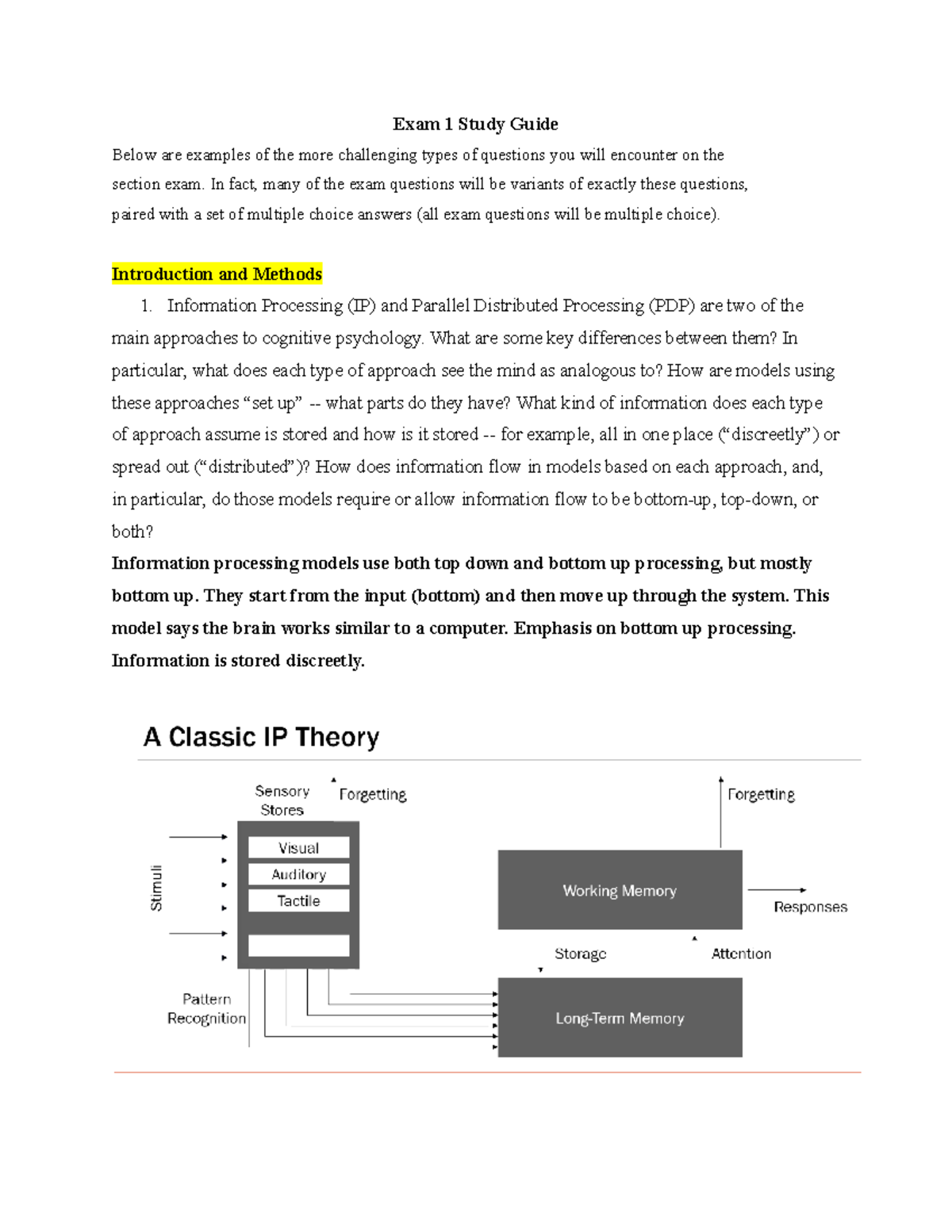 PSYC 224 Exam 1 Study Guide - Exam 1 Study Guide Below are examples of ...