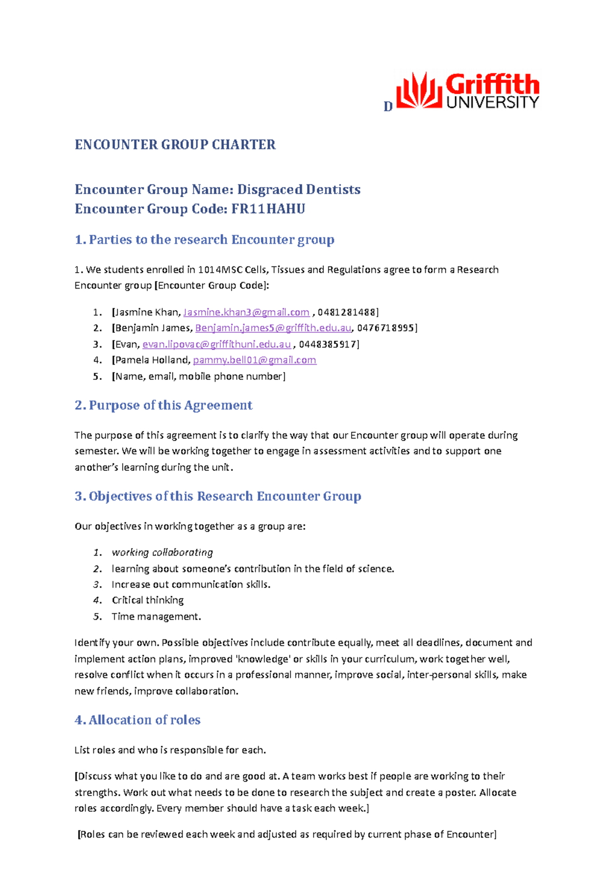 Encounter Group Charter template - D ENCOUNTER GROUP CHARTER Encounter ...