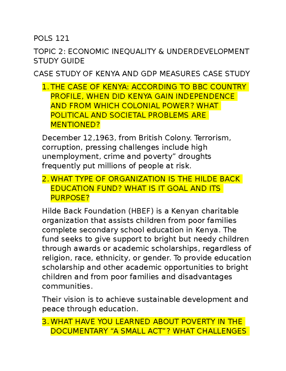 POLS 121 topic 2 - n/a - POLS 121 TOPIC 2: ECONOMIC INEQUALITY ...