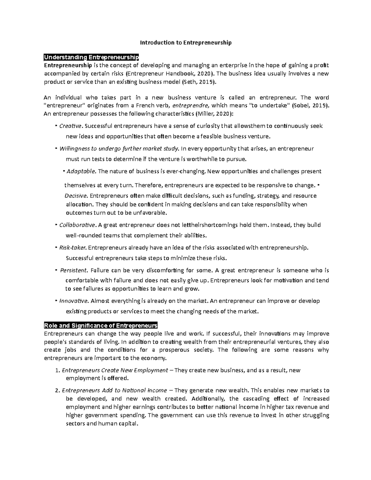 Introduction to Entrepreneurship - Introduction to Entrepreneurship ...