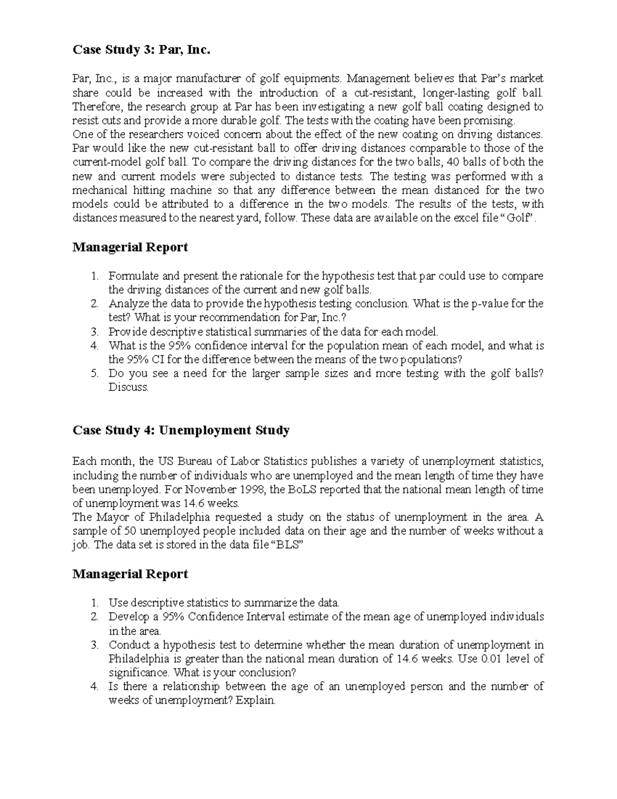 Case study 3 - Example-for-final-exam - Case Study 3: Par, Inc. Par ...