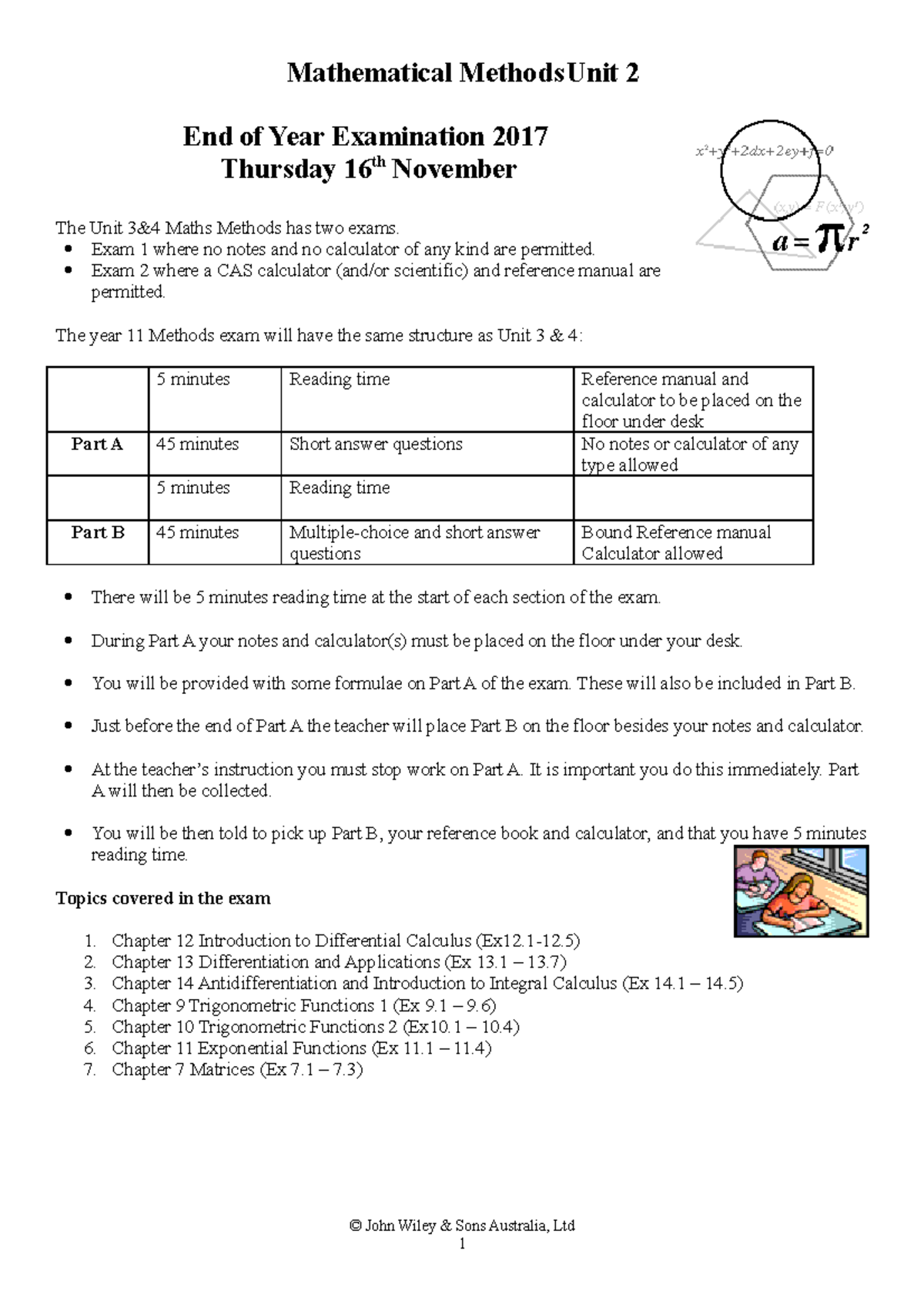 Maths Methods Semester 2 Exam revision 2017 - Studocu