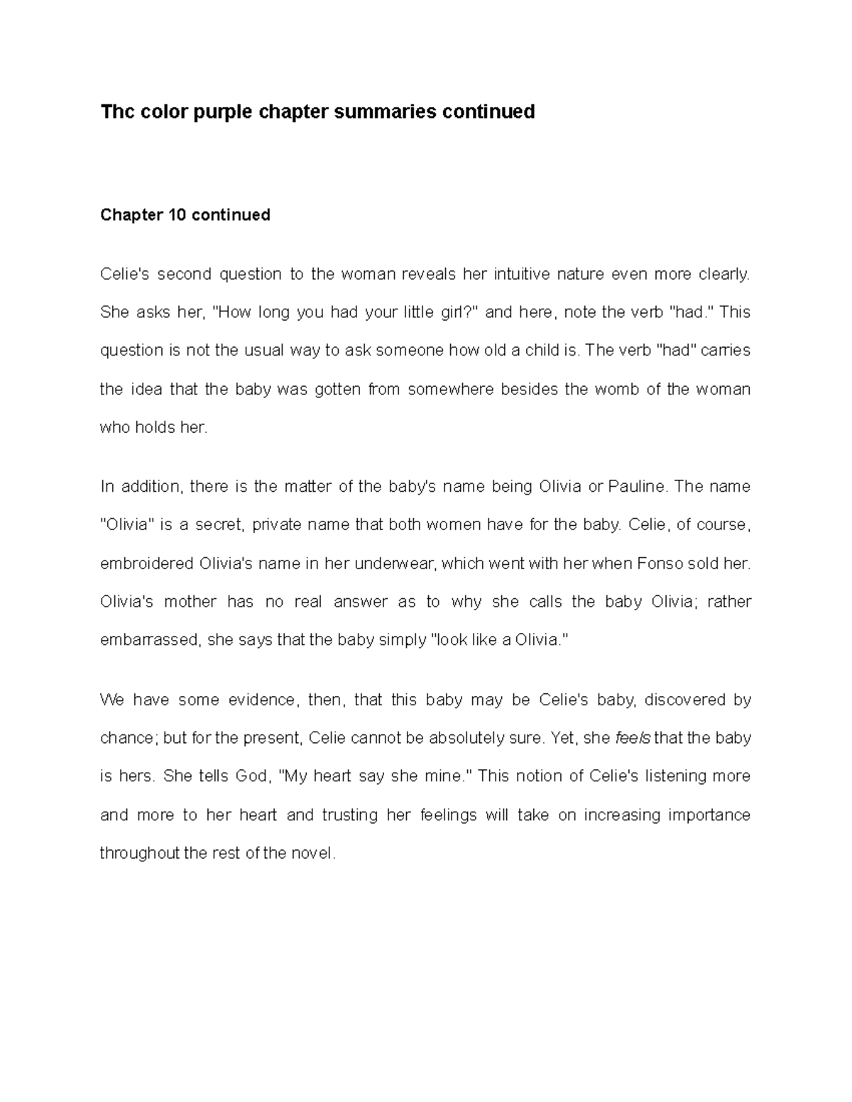 Thc color purple chapter summaries continued 17 - Thc color purple ...