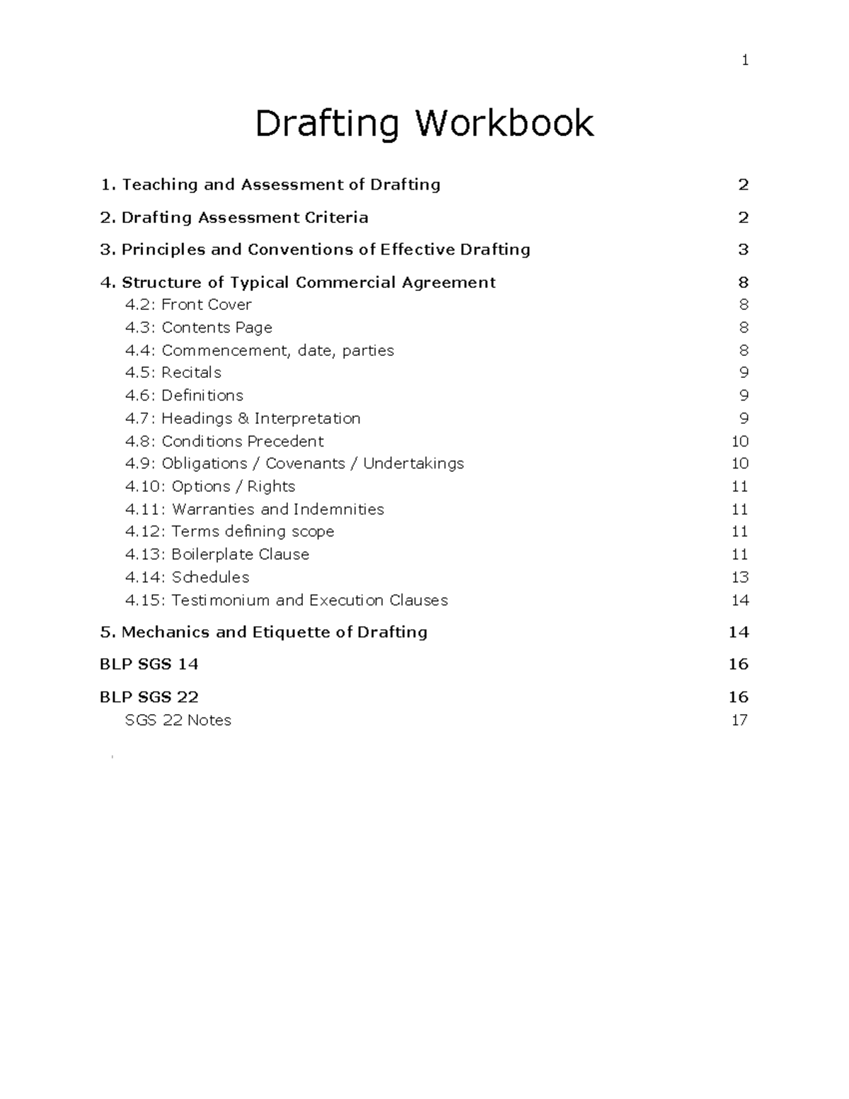 Drafting Workbook Notes - Drafting Workbook 1. Teaching and Assessment ...