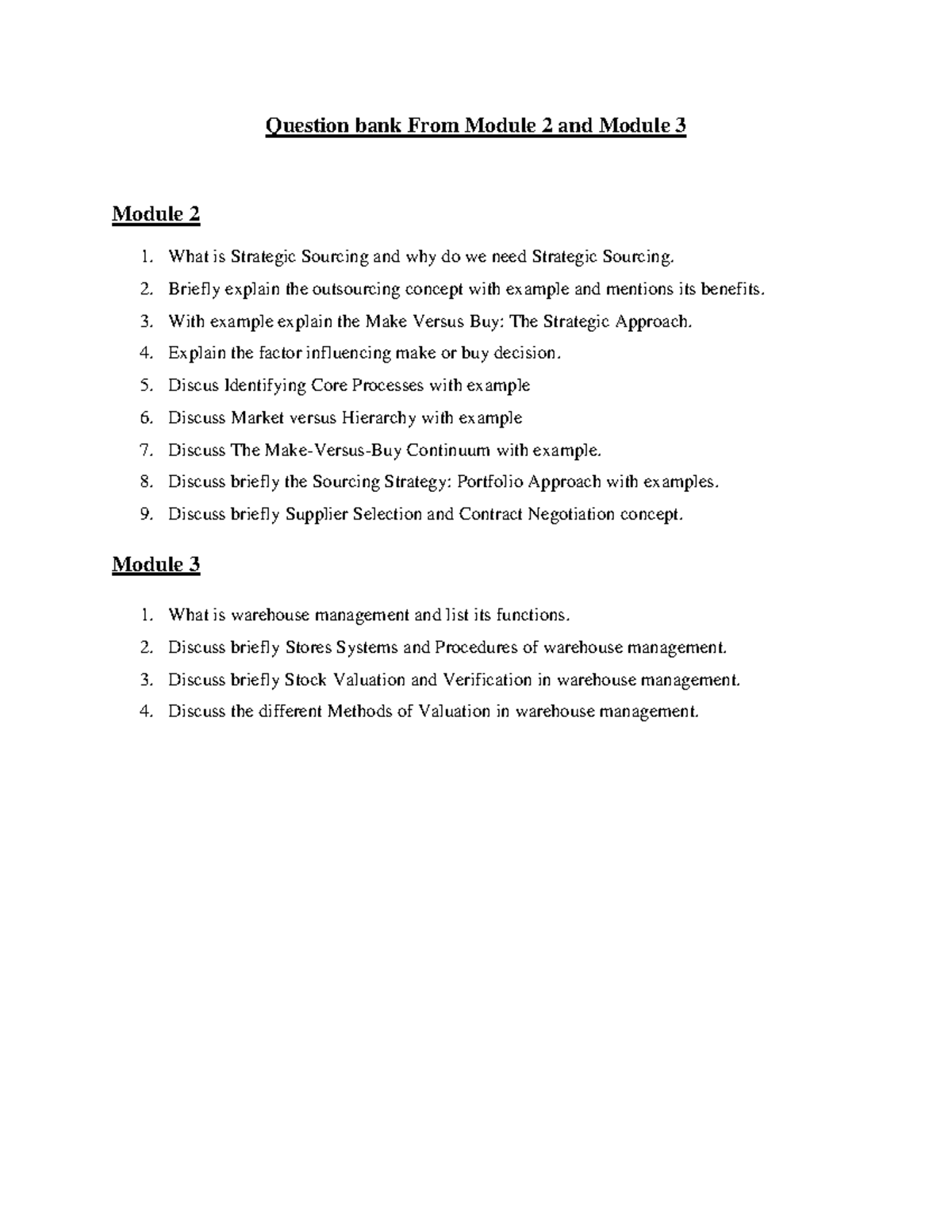 Question bank From Module 2 and Module 3 - Question bank From Module 2 ...
