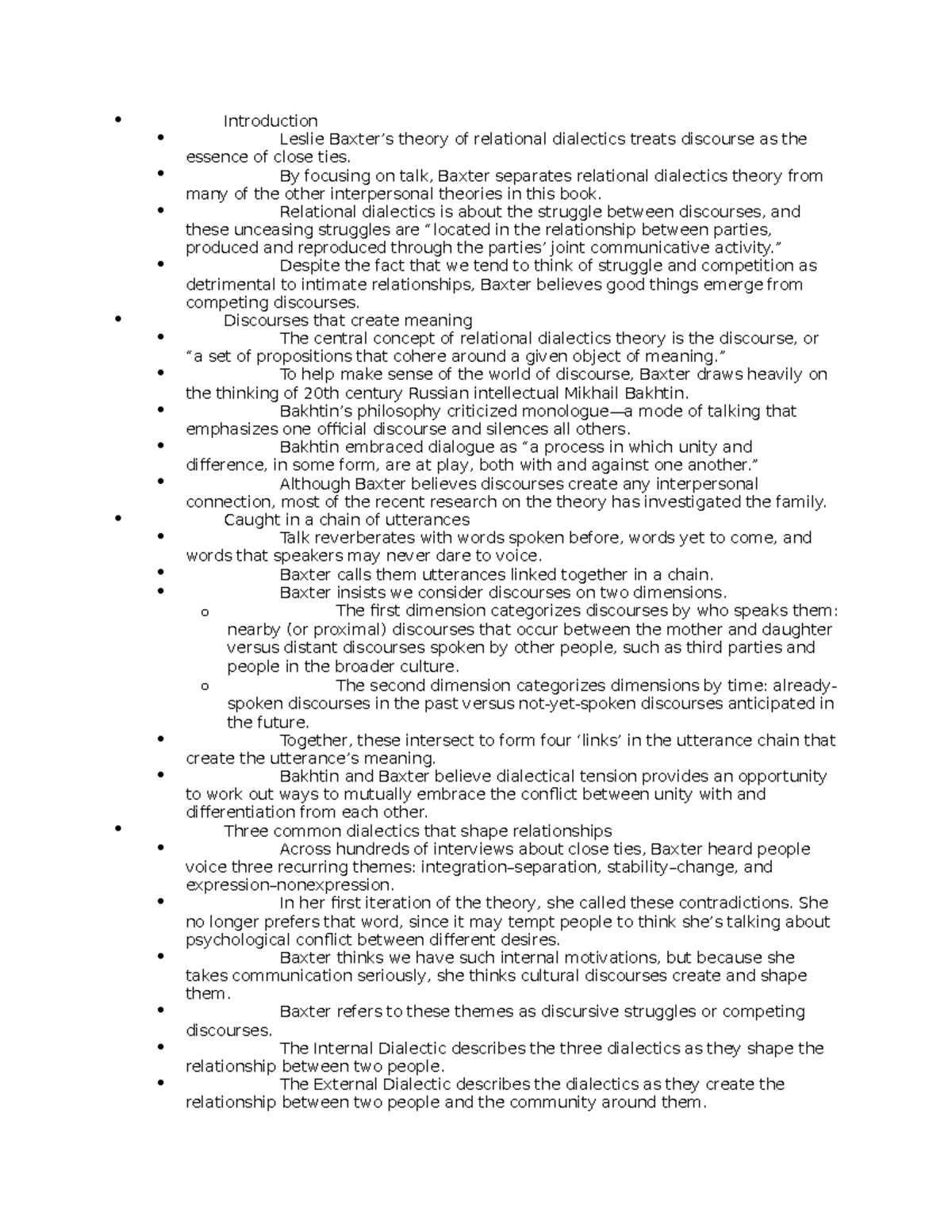 Ch 11 Relational Dialectics - Introduction Leslie Baxter’s theory of ...