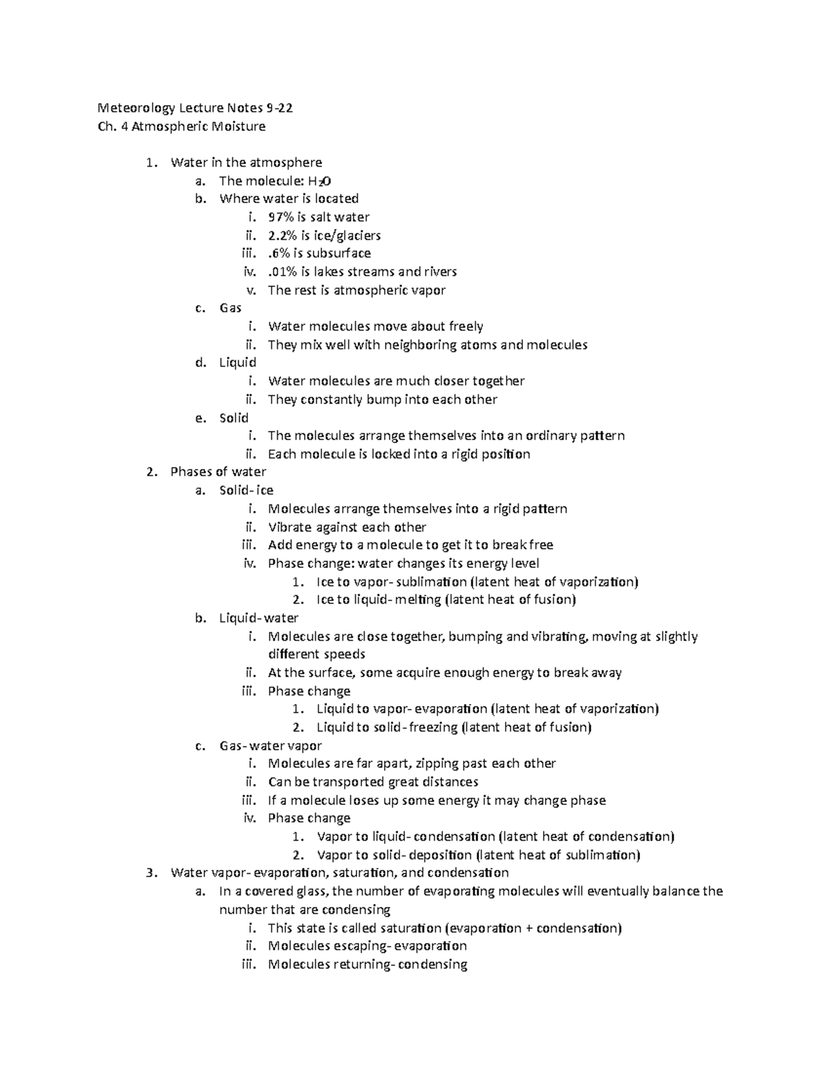 Meteorology Lecture Notes 9-22 - Meteorology Lecture Notes Ch. 4 ...
