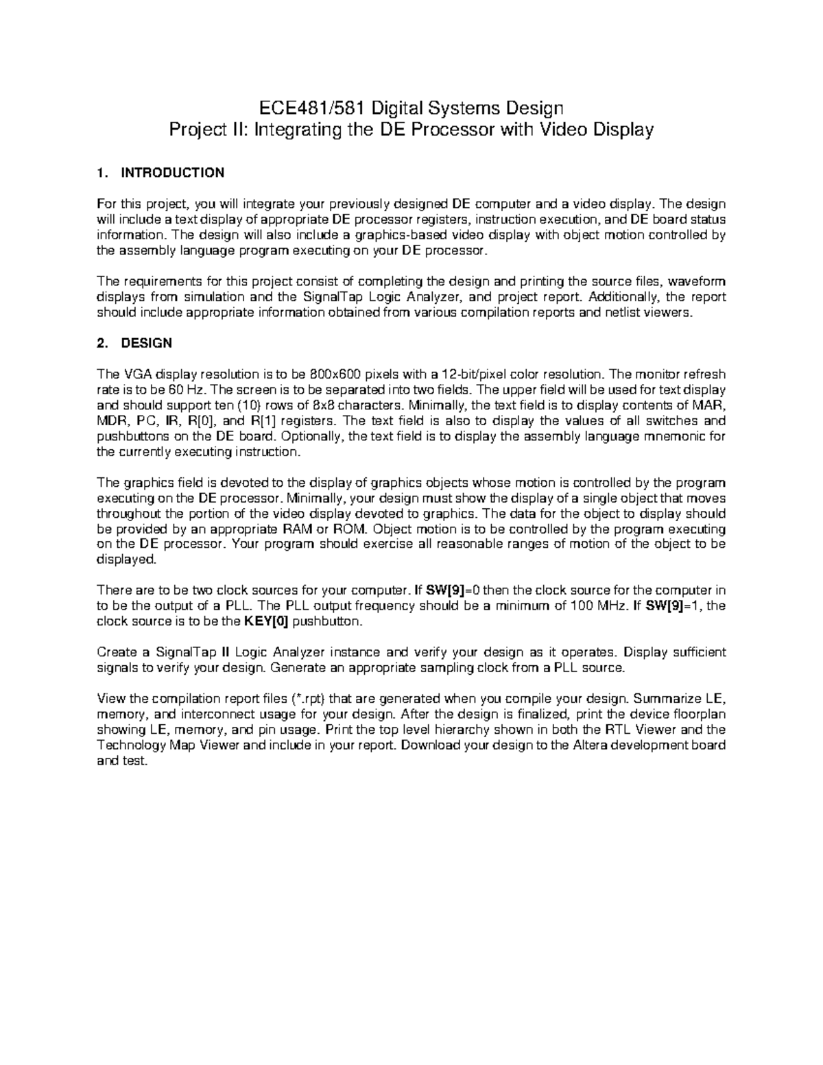 Project 2 - November 10, 2016 - Digital Systems Design Project II ...