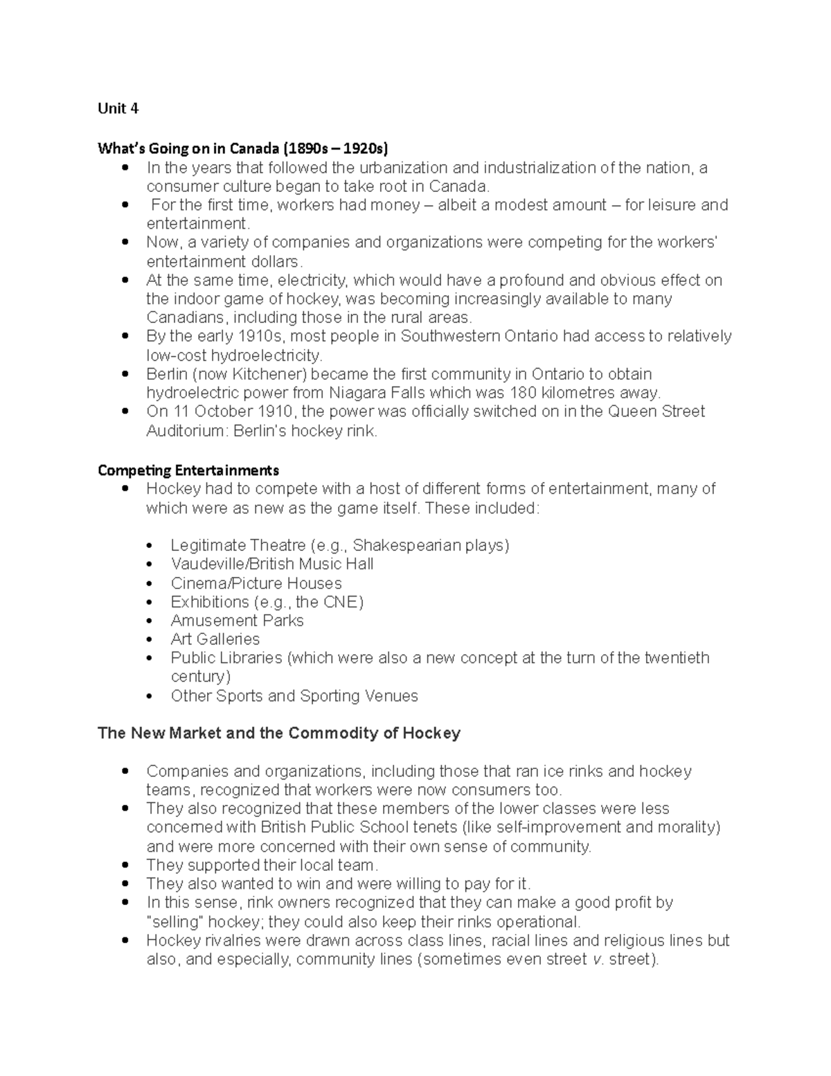 Unit 4 - unit. 4notes - Unit 4 What’s Going on in Canada (1890s – 1920s ...