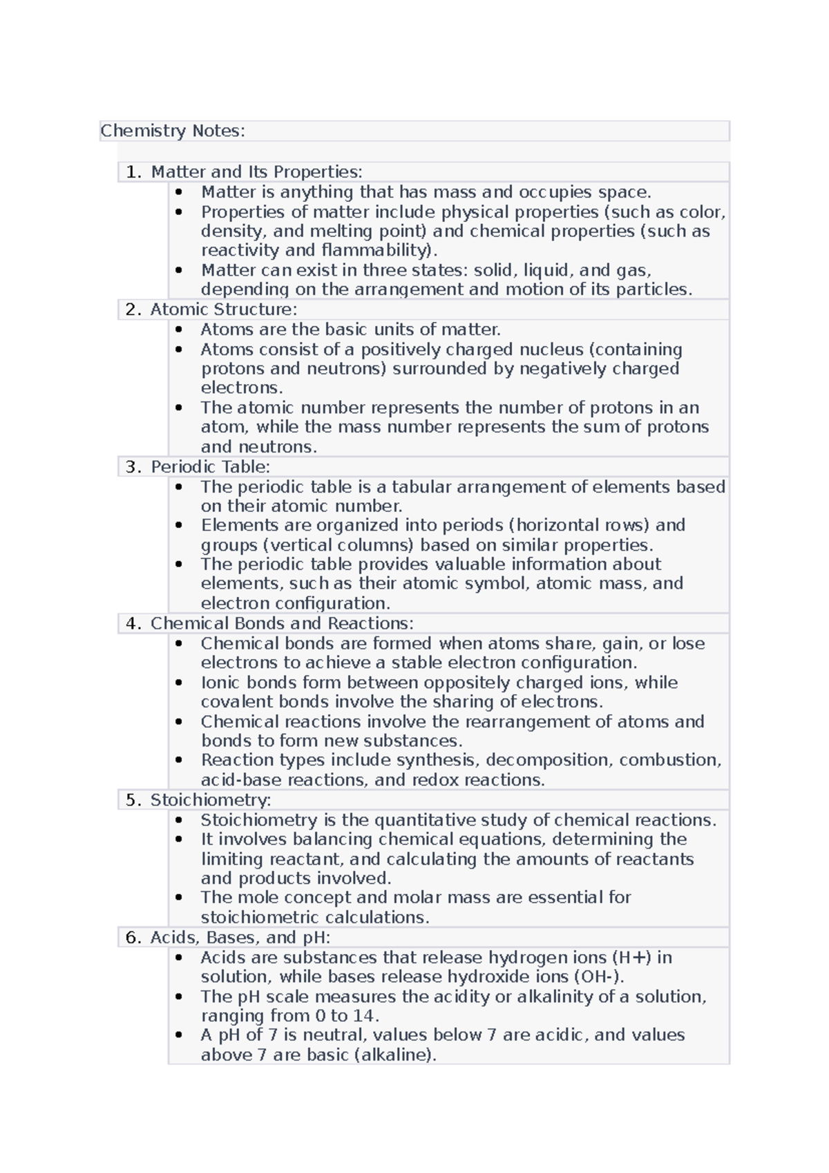 Notes 2 - brief summary of general chemistry concepts as applicable ...