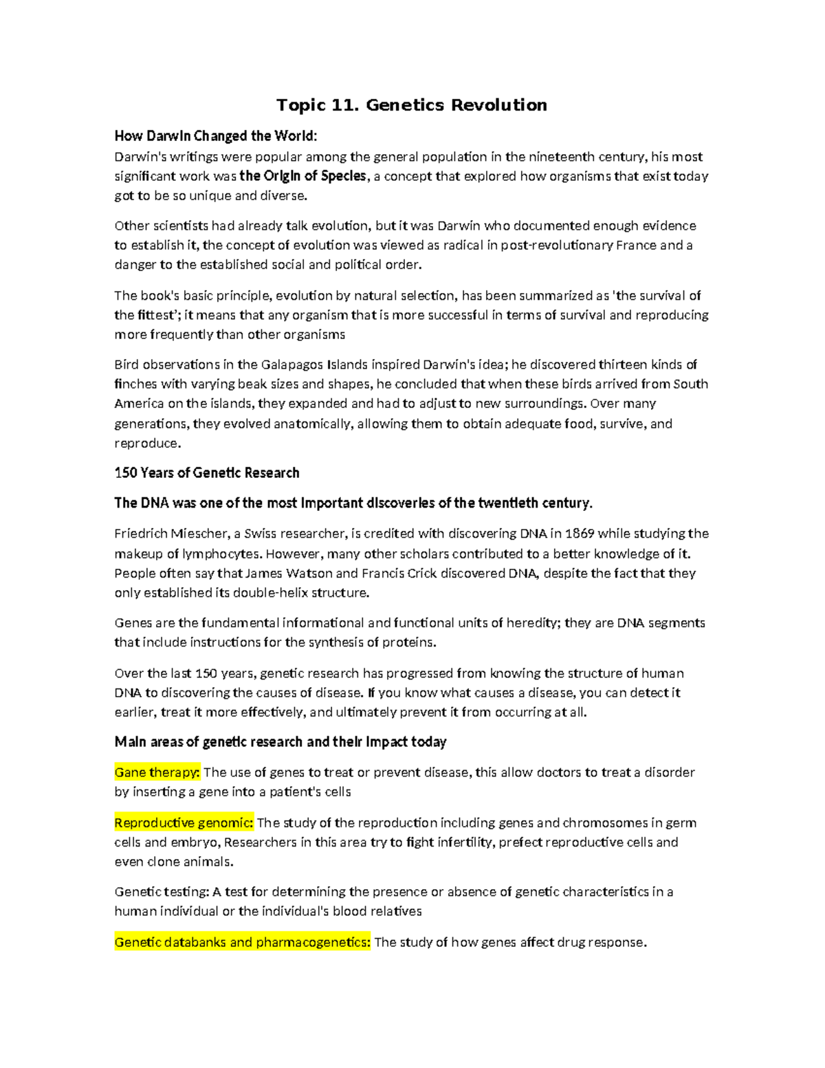 Topic 11 scientific - Topic 11. Genetics Revolution How Darwin Changed ...